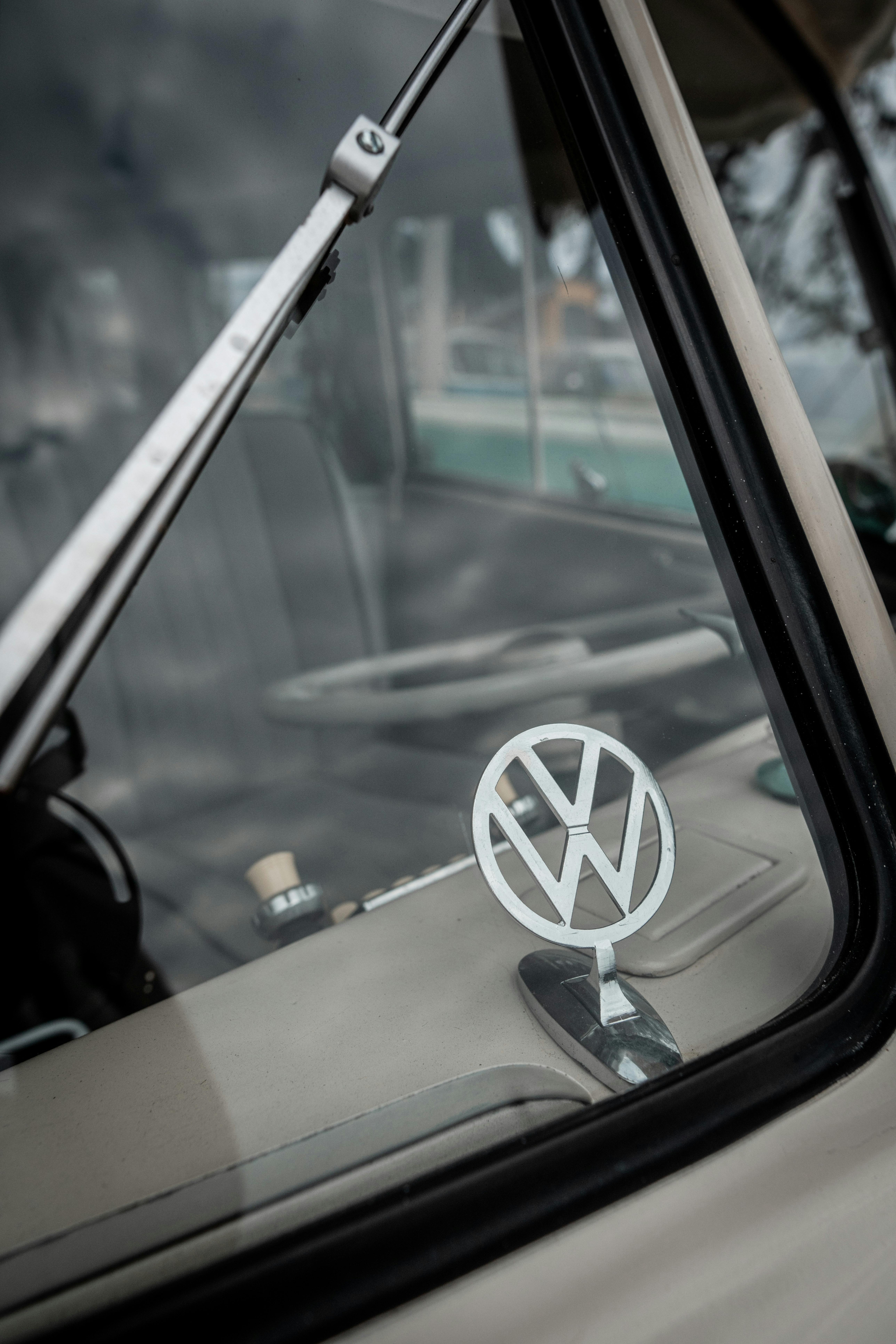 Label of Volkswagen behind Windshield · Free Stock Photo