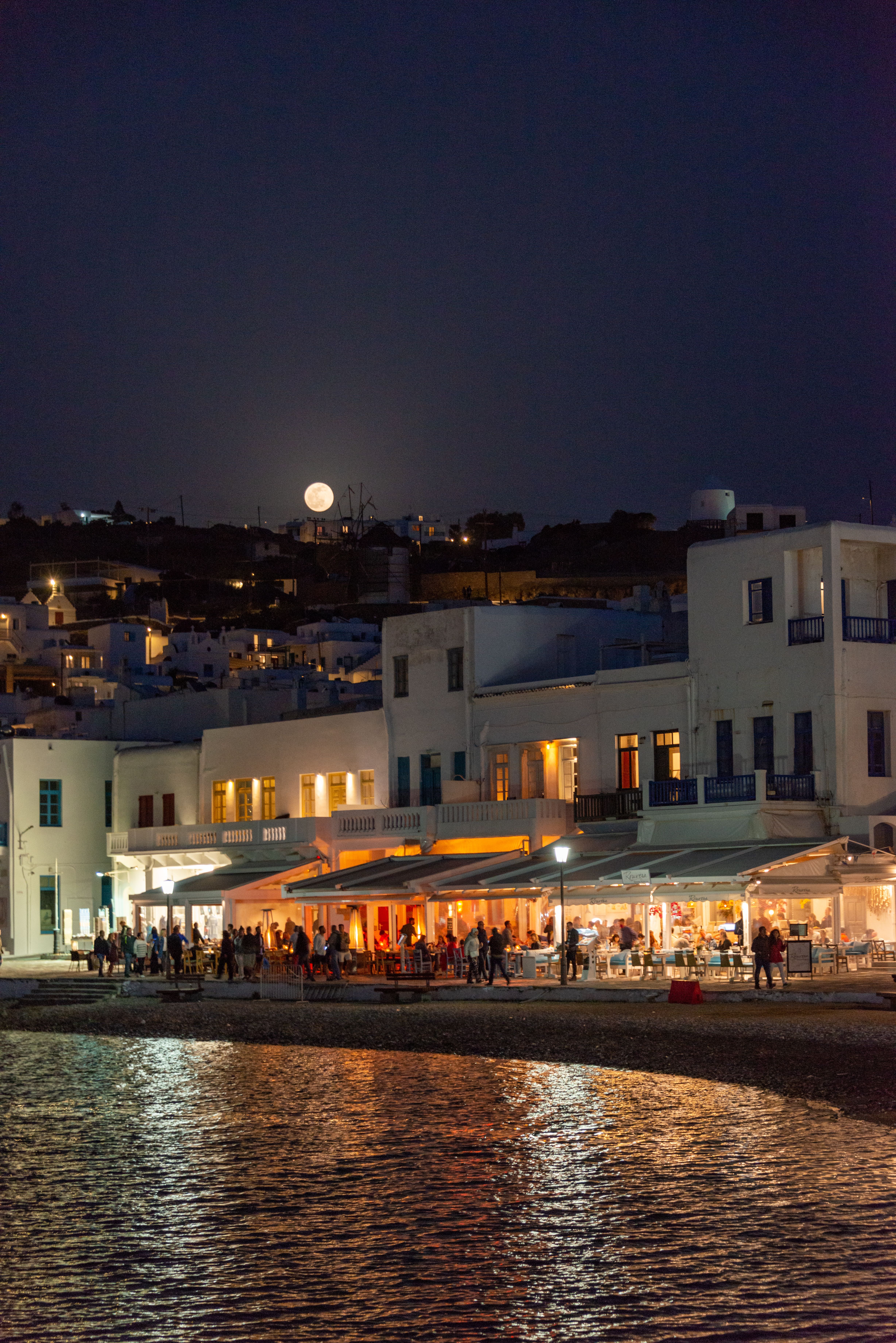Waterfront Buildings on the Shore of a Greek Island at Night · Free ...