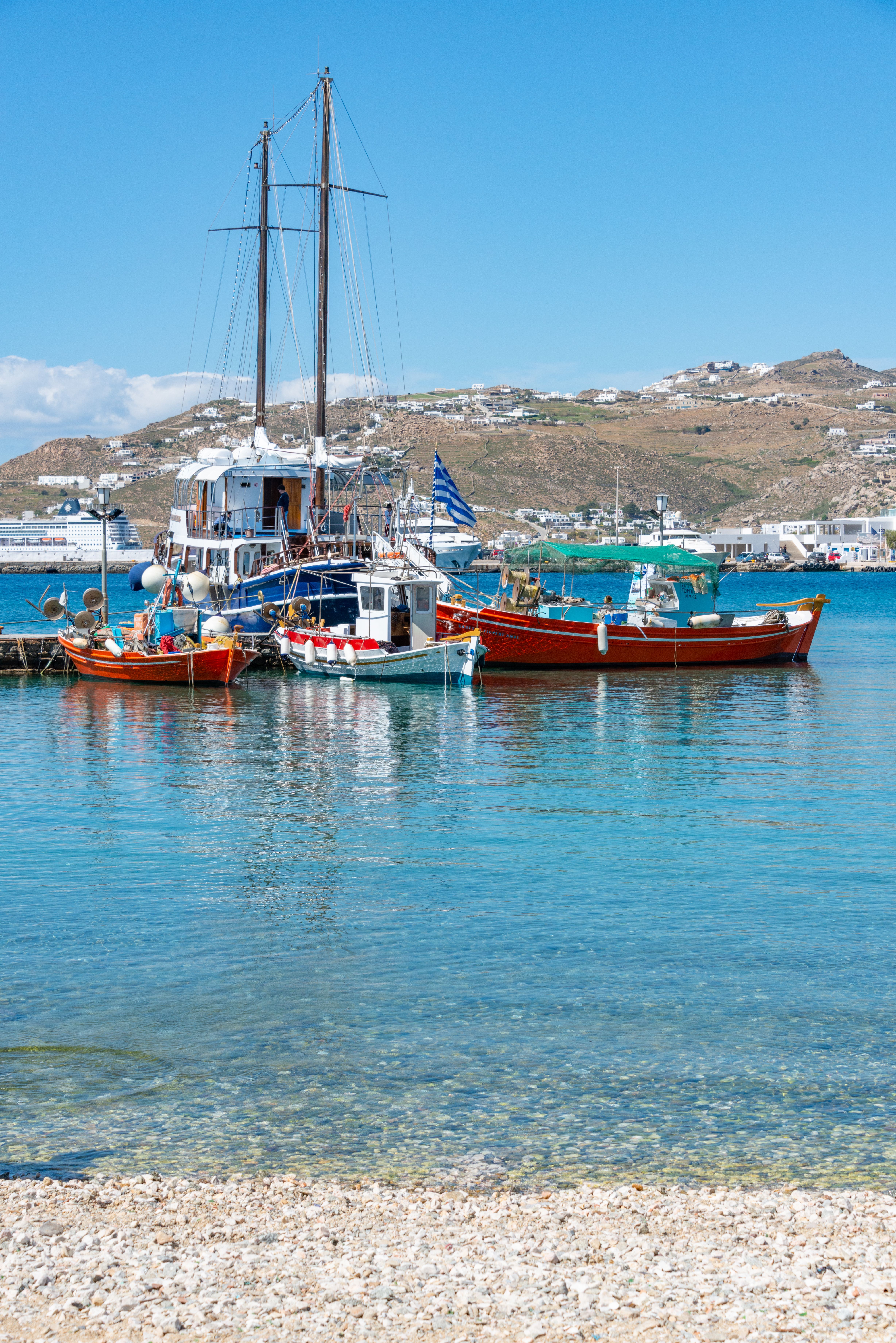 Boats on the Shore of a Greek Island · Free Stock Photo