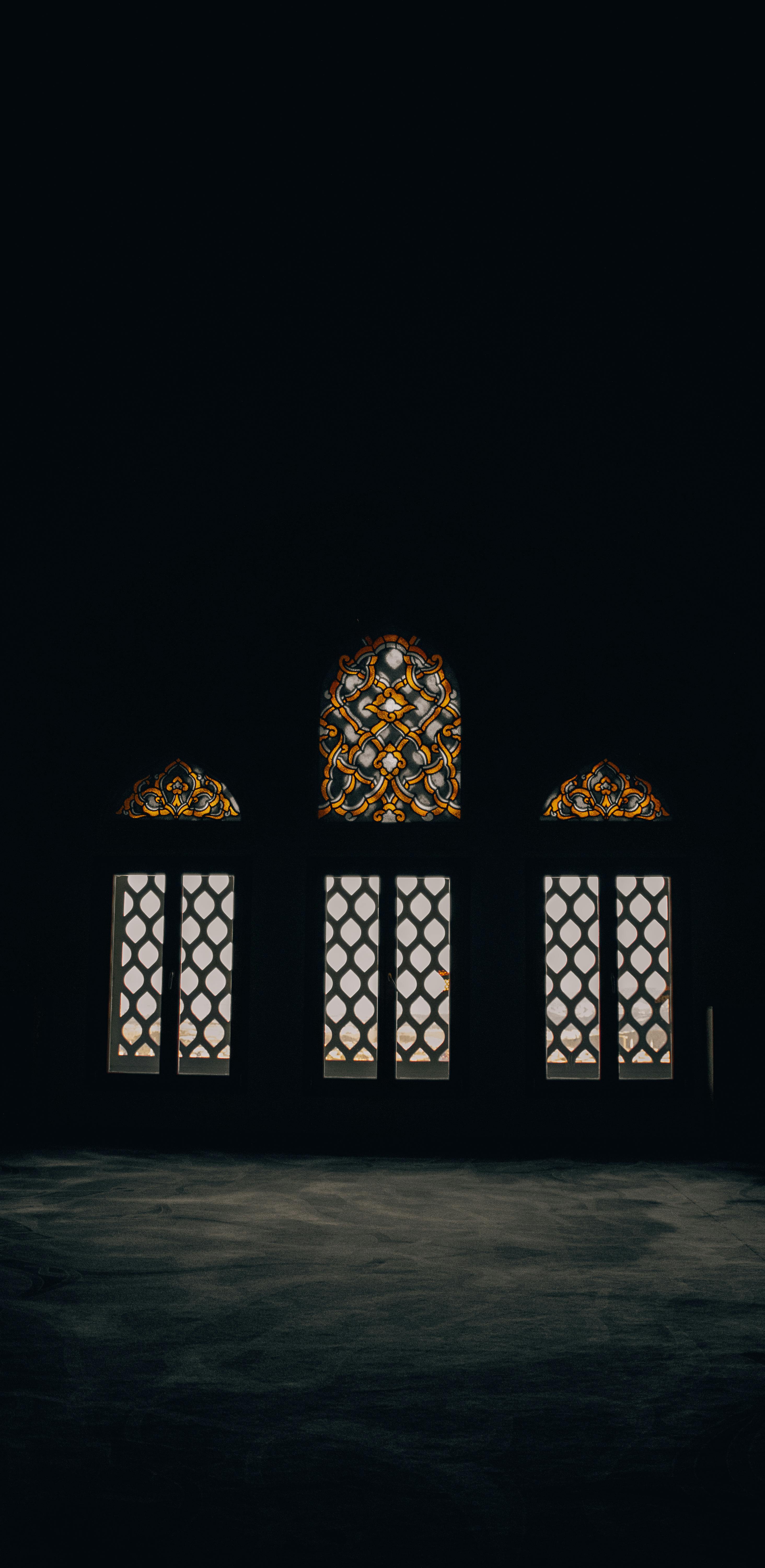 Traditional Mosque Windows in Dark Room · Free Stock Photo