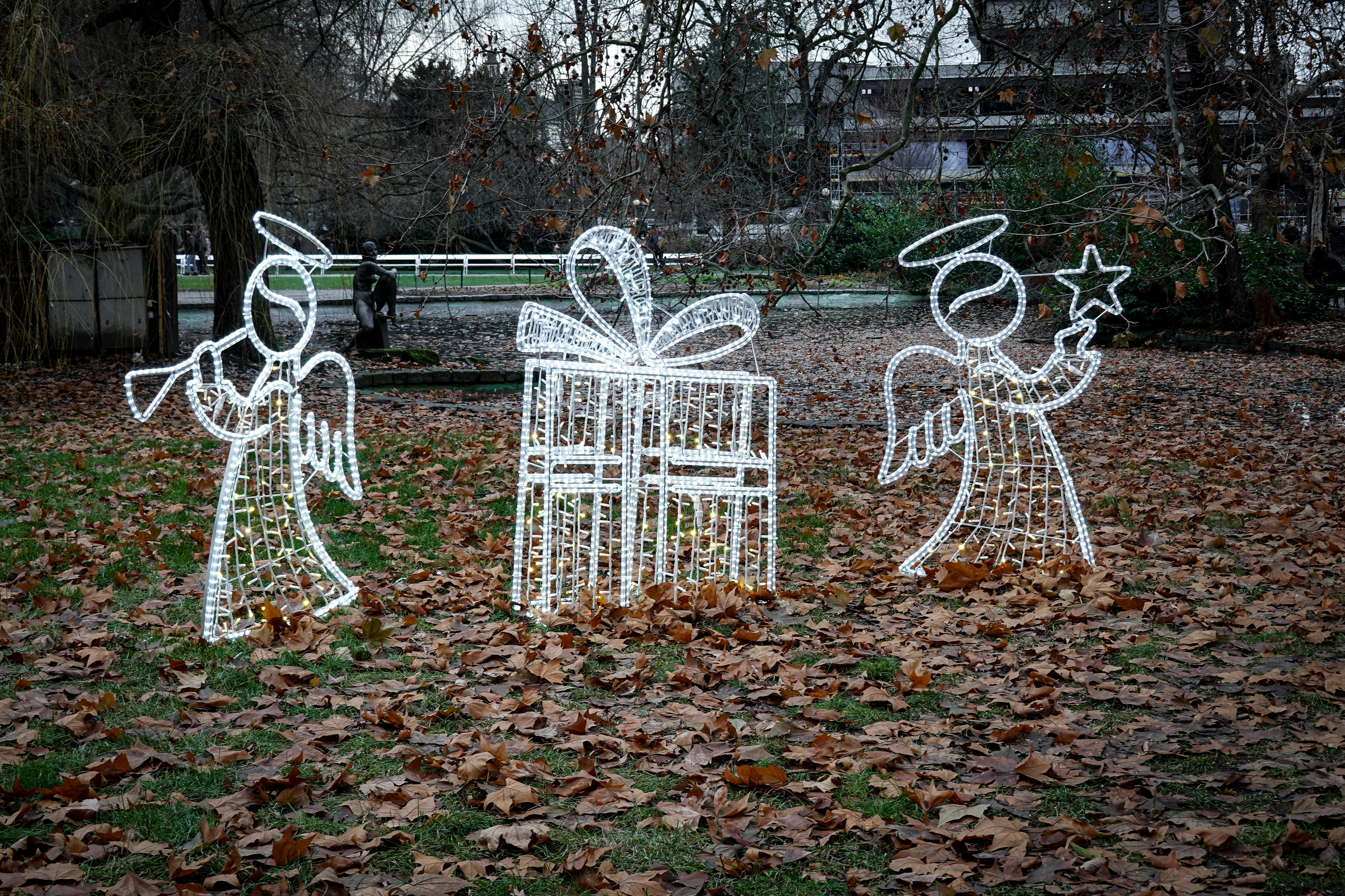 Illuminated Christmas Decorations in Park · Free Stock Photo