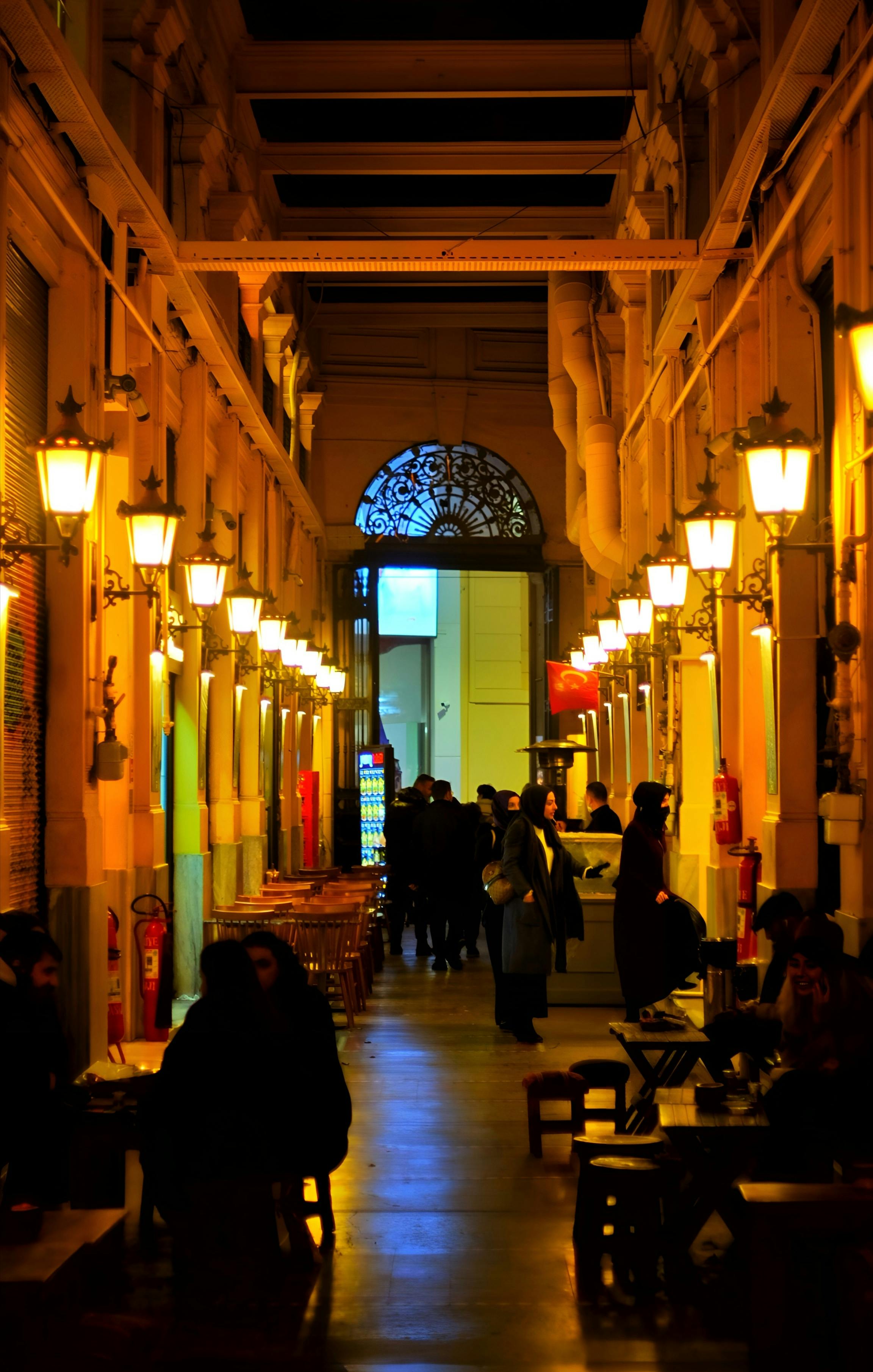 People on Restaurant Corridor · Free Stock Photo