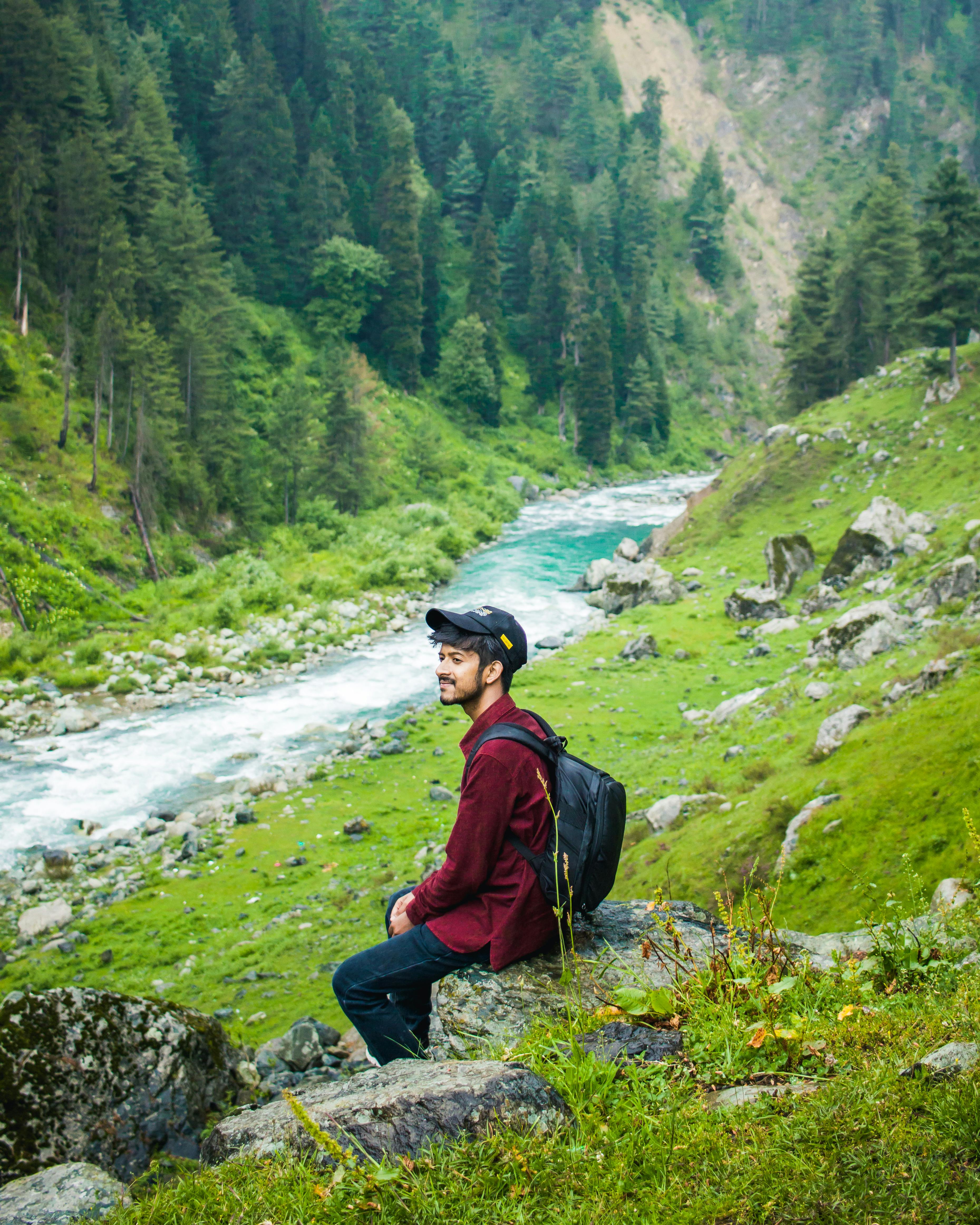 Backpacker in Valley · Free Stock Photo