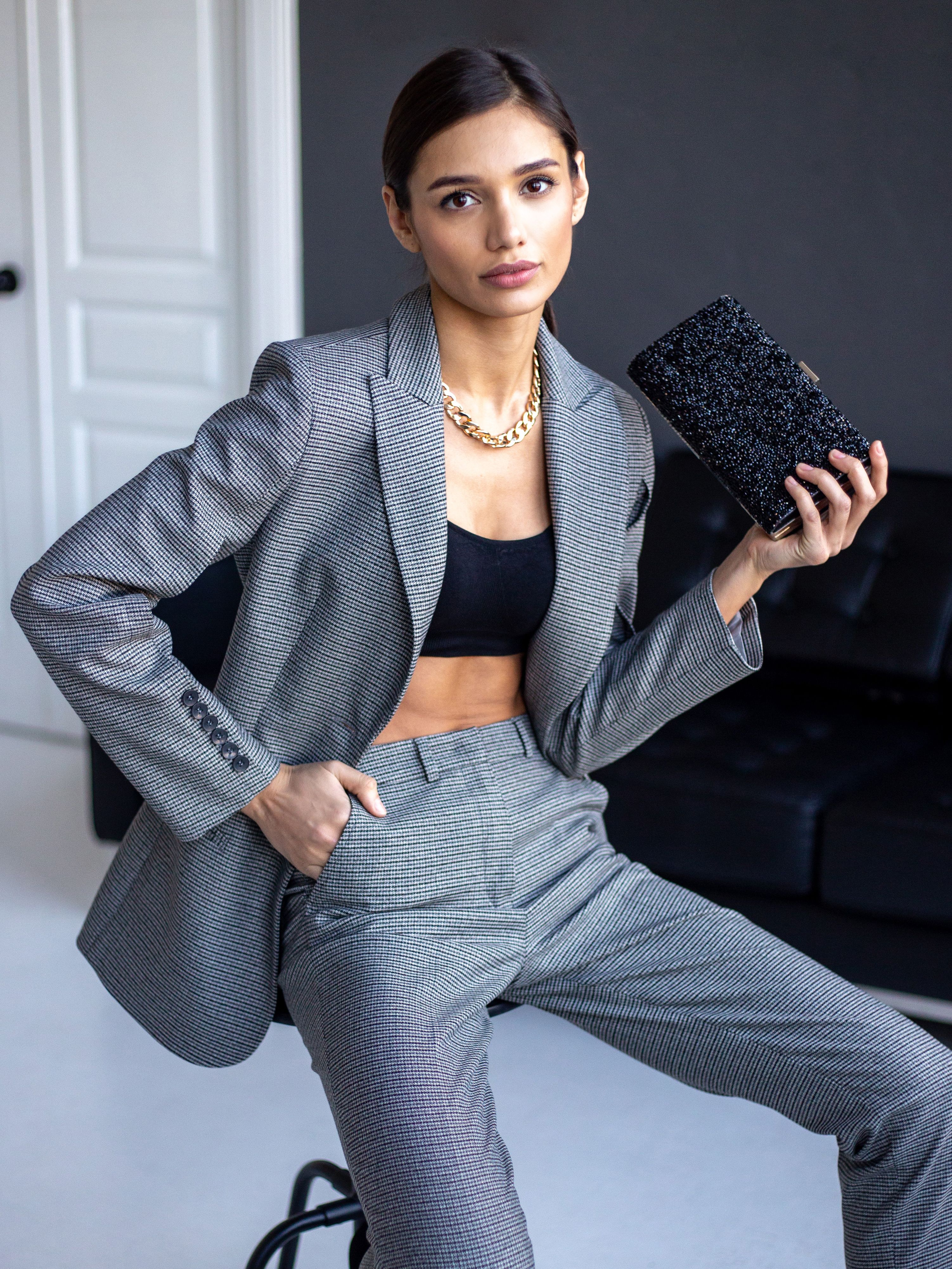 Woman Wearing Blazer over Crop Top · Free Stock Photo