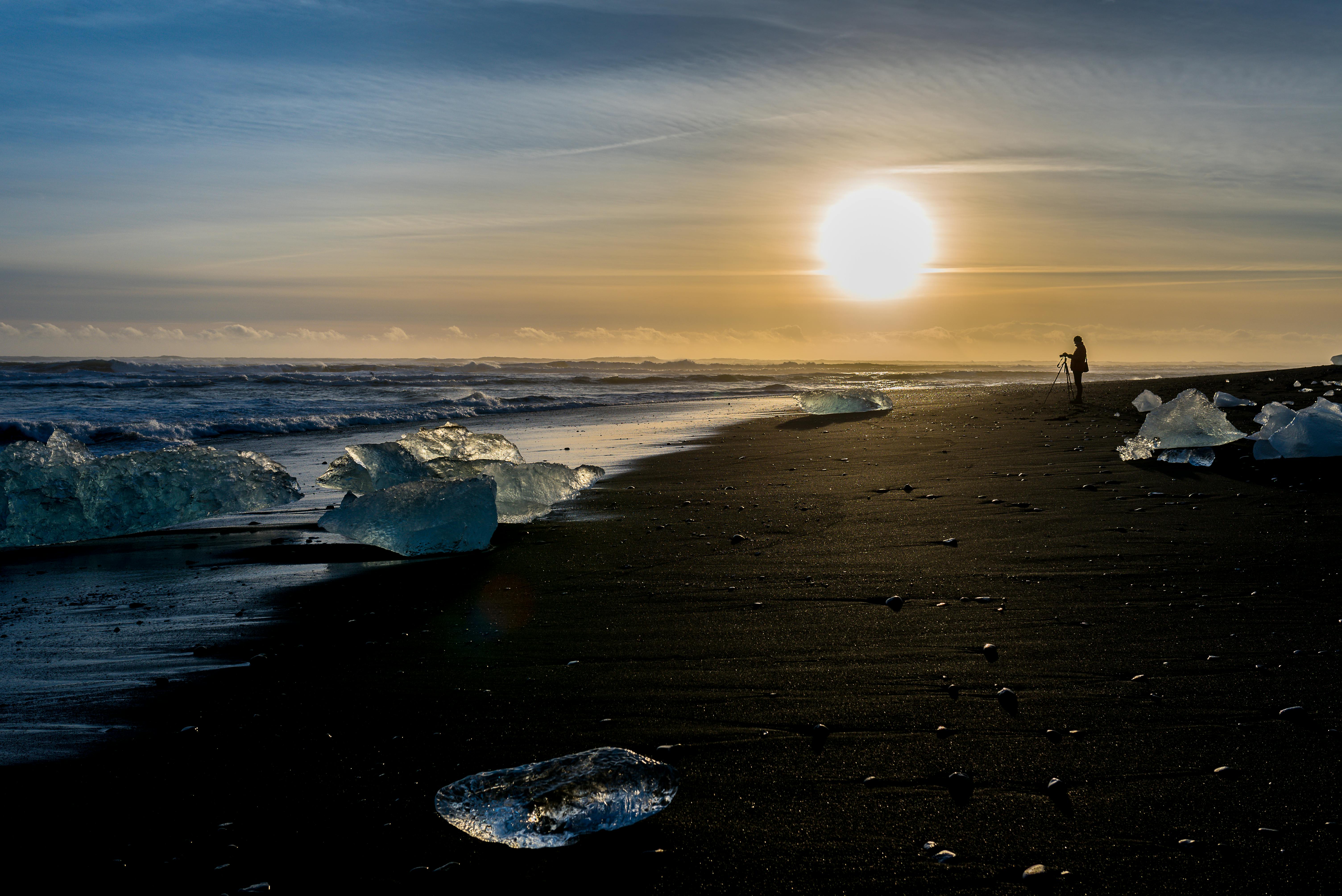 Ice on the Beach at Sunset · Free Stock Photo