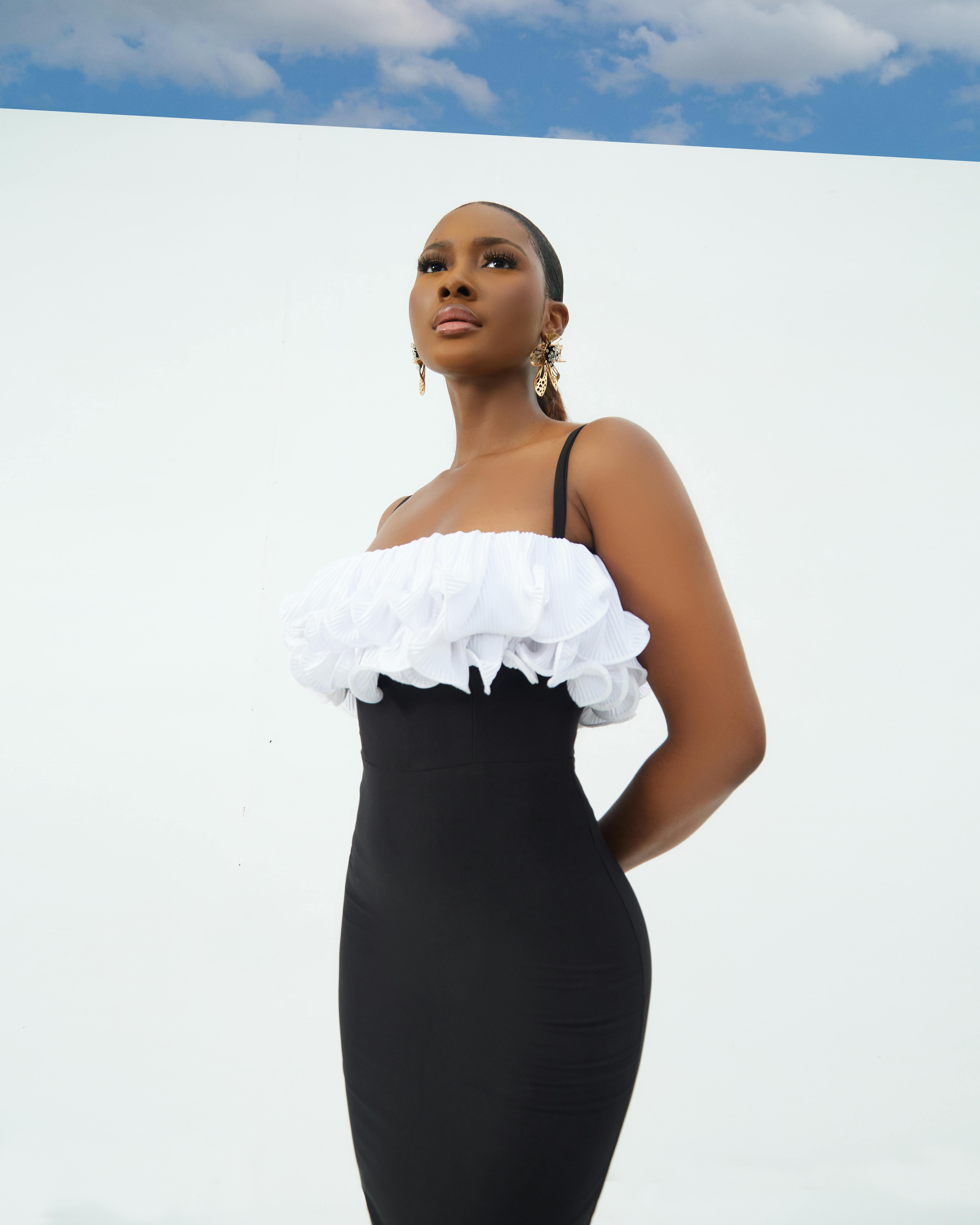 Portrait of Beautiful Woman in Dress on Studio Background · Free Stock ...