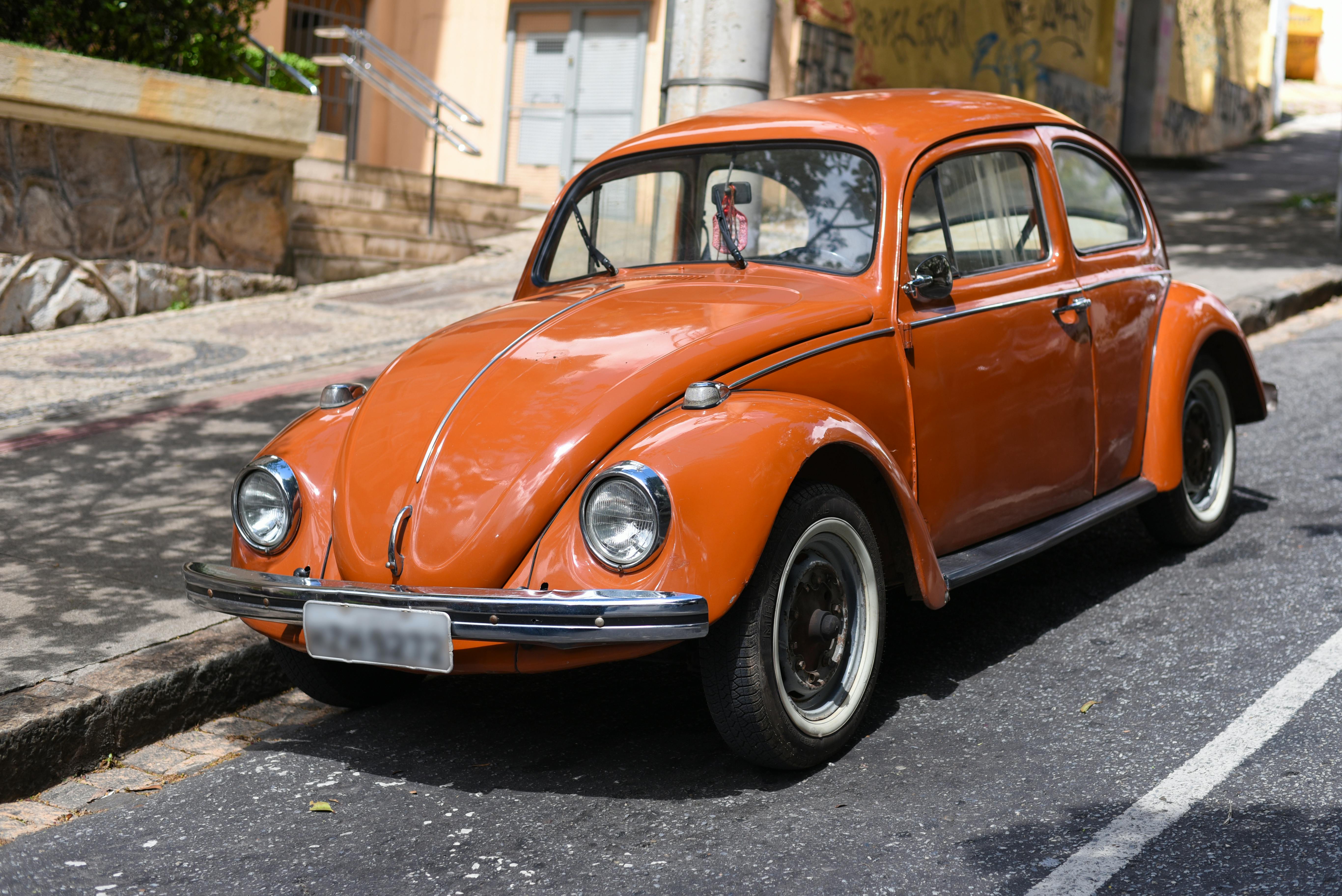 Orange Vintage Car on a Street · Free Stock Photo