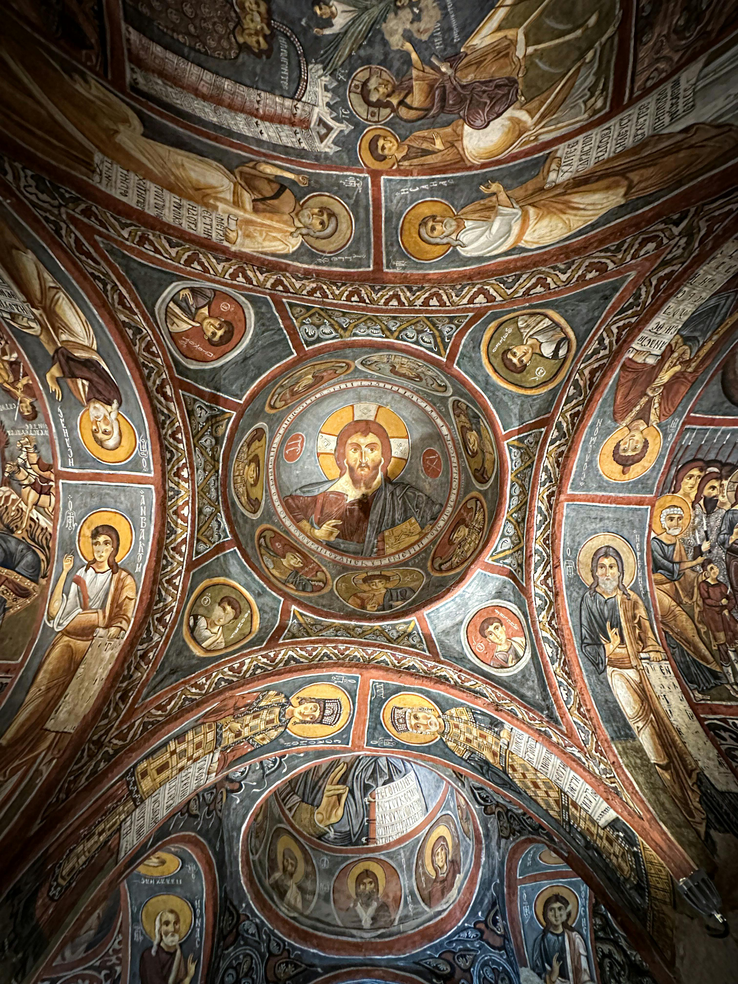 Religious Frescoes on the Ceiling at the Open Air Museum in Goreme ...