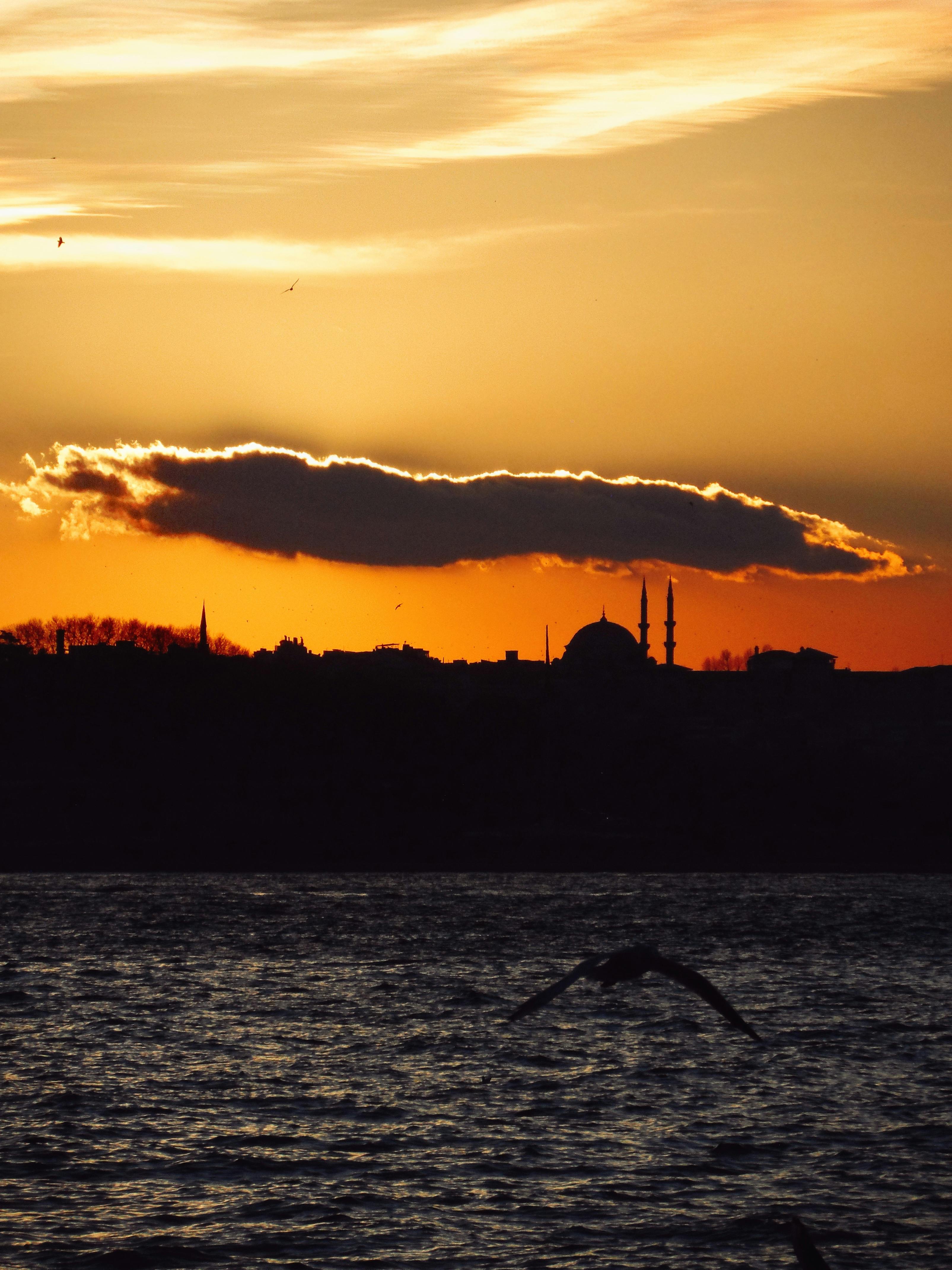 Illuminated Buildings of Istanbul at Sunset Photographed across the ...