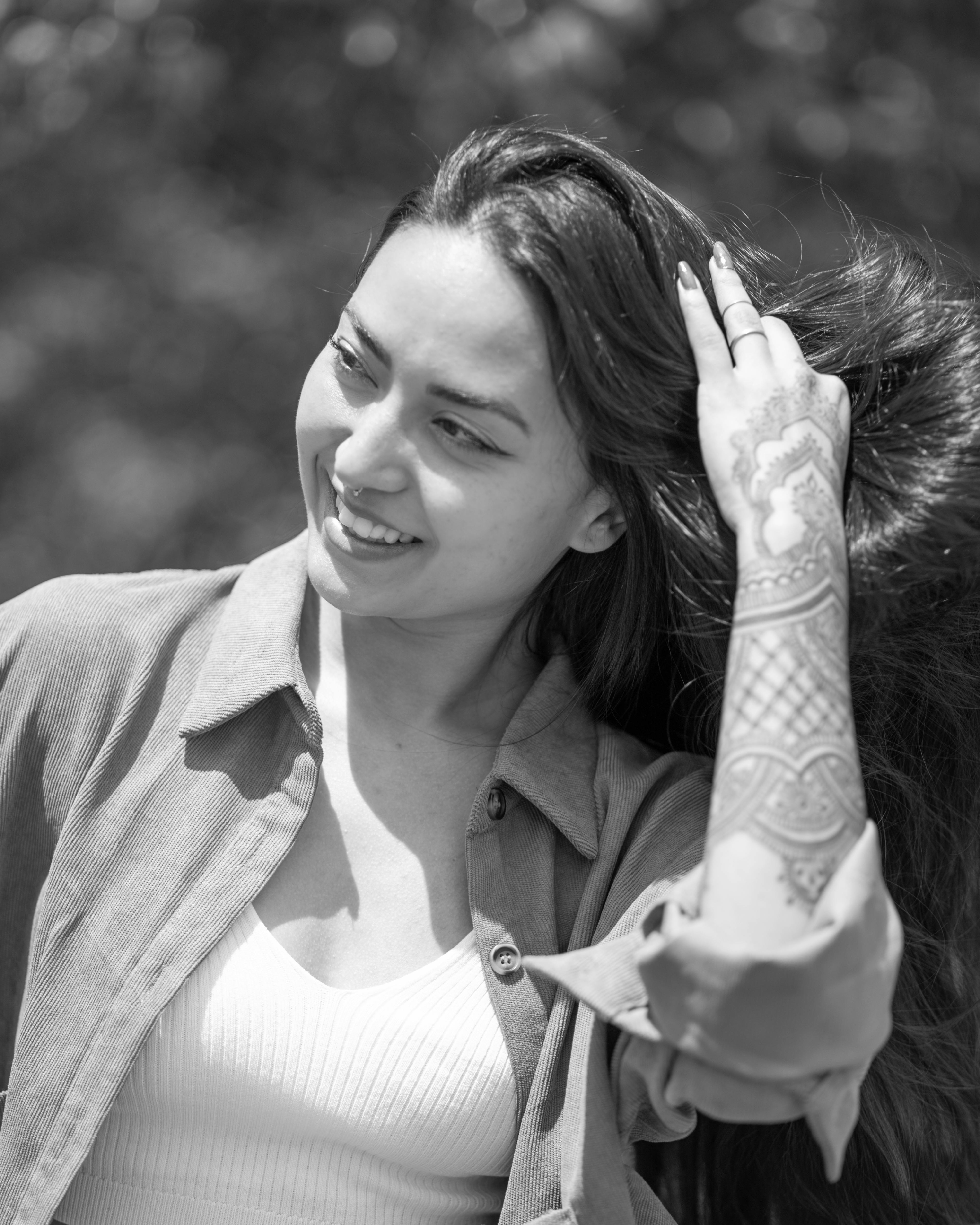 Grayscale Photo of a Woman With Henna · Free Stock Photo