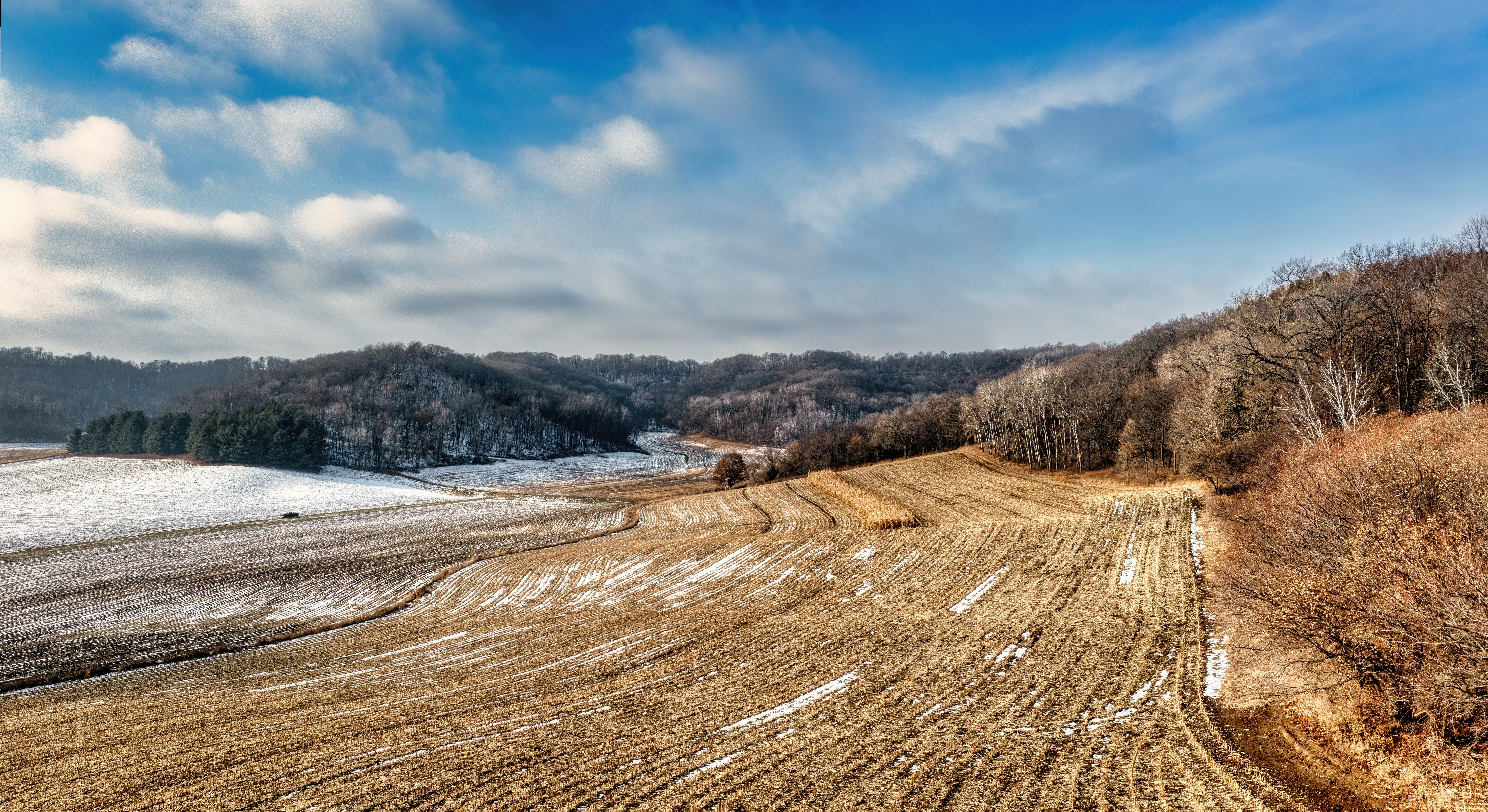 An Aerial Shot of an Agricultural Field during Winter · Free Stock Photo