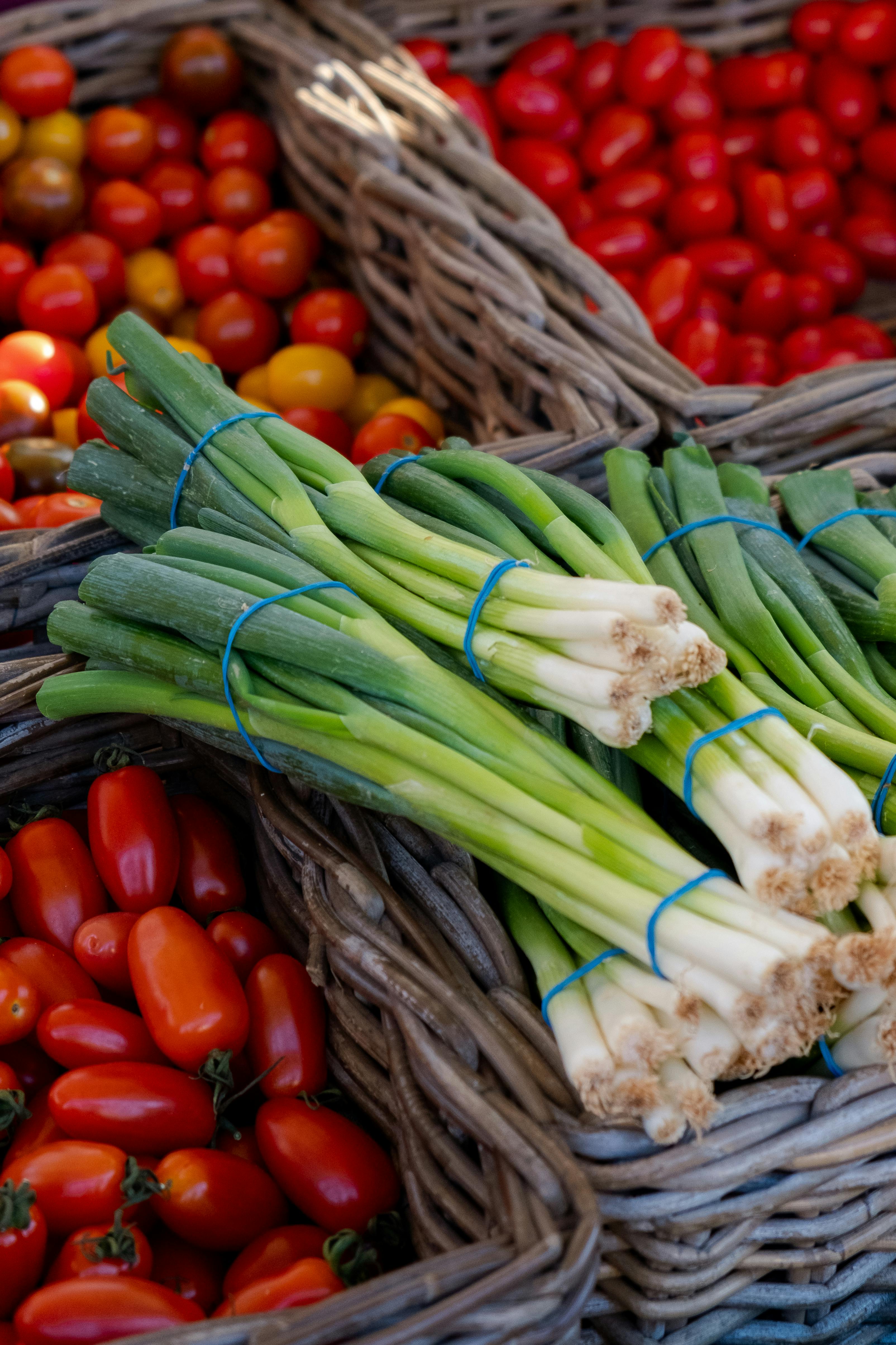 Chive and Tomatoes on Market · Free Stock Photo