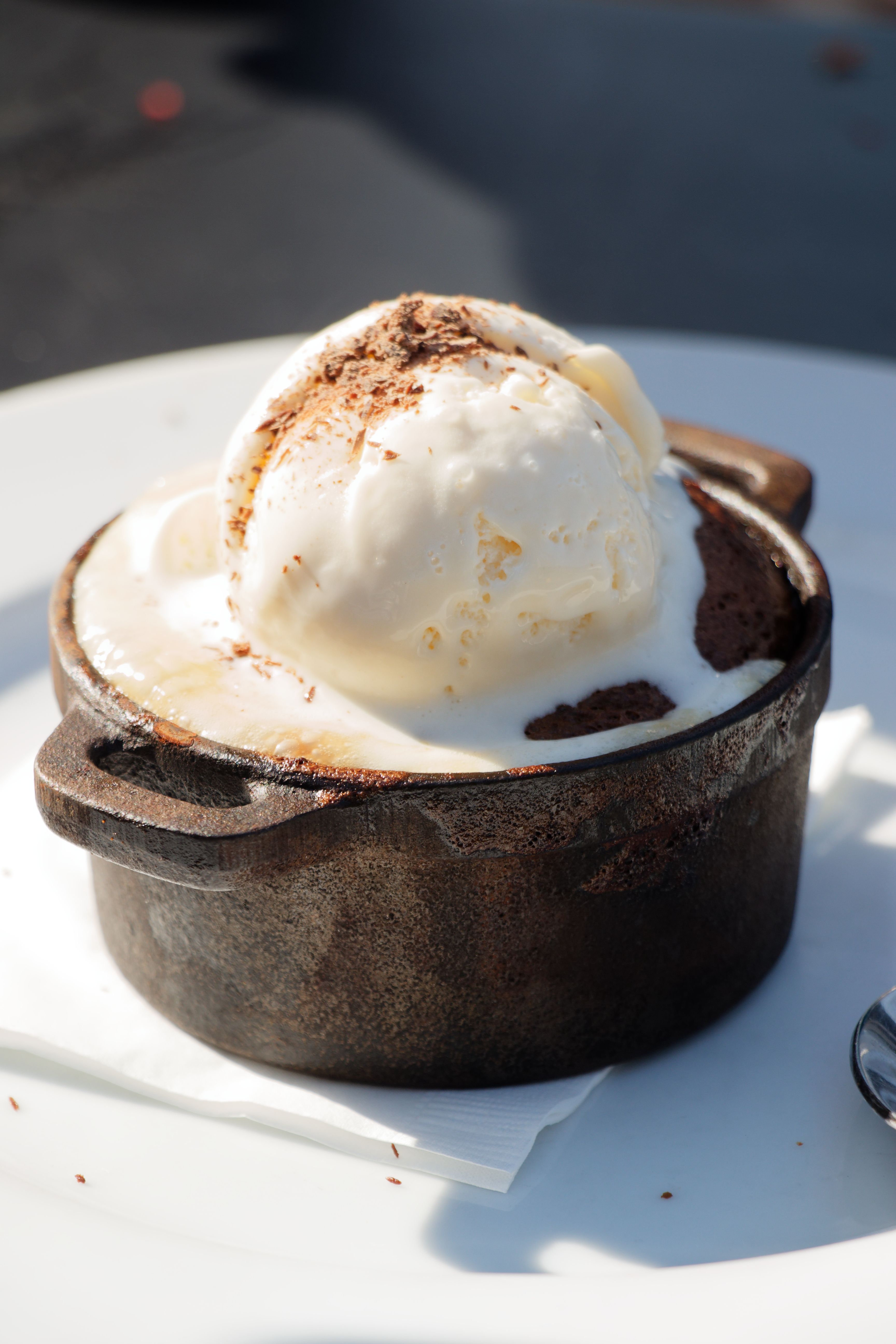 Chocolate Fondant with Ice Cream on Table · Free Stock Photo