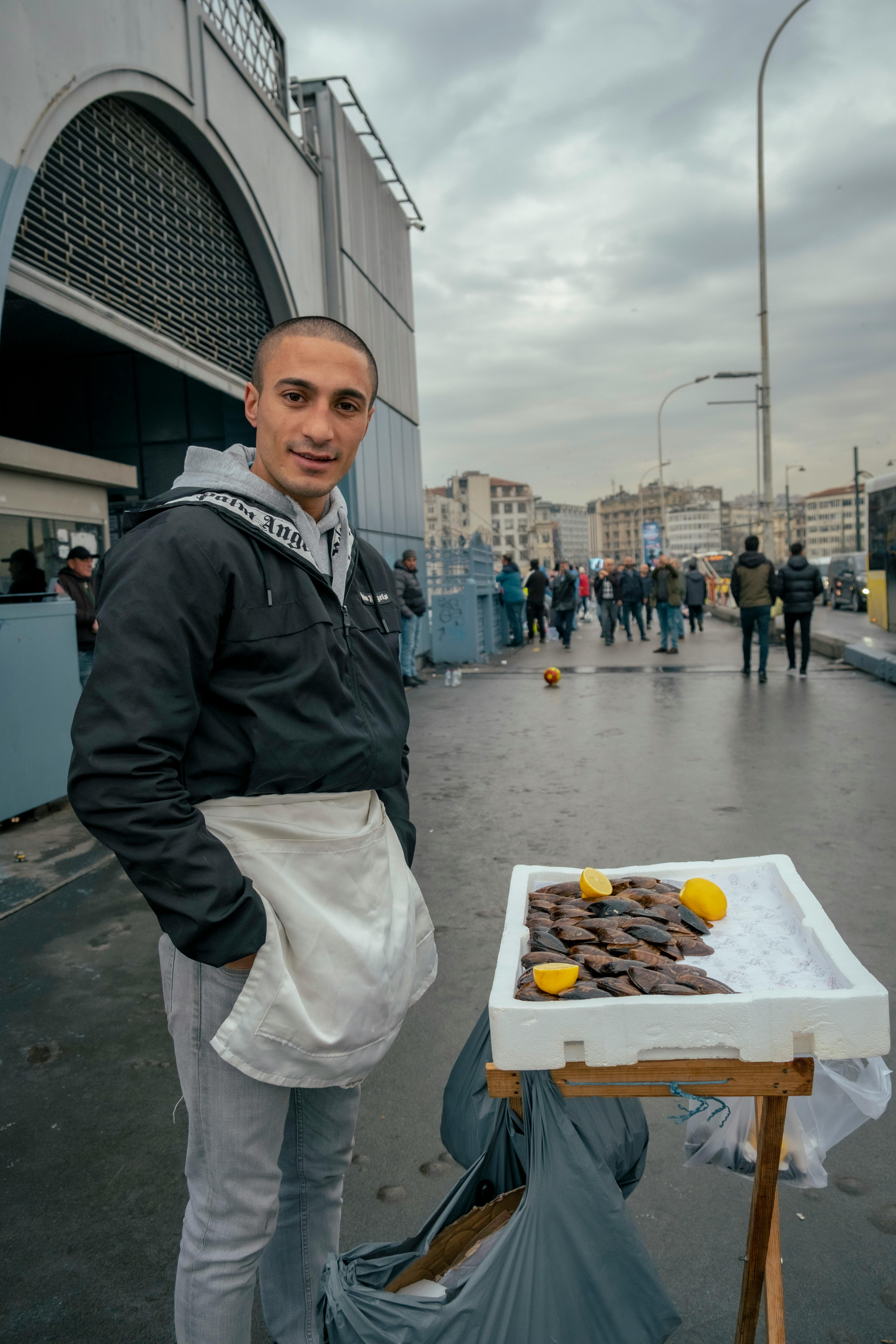 Merchant with Stall on Street · Free Stock Photo
