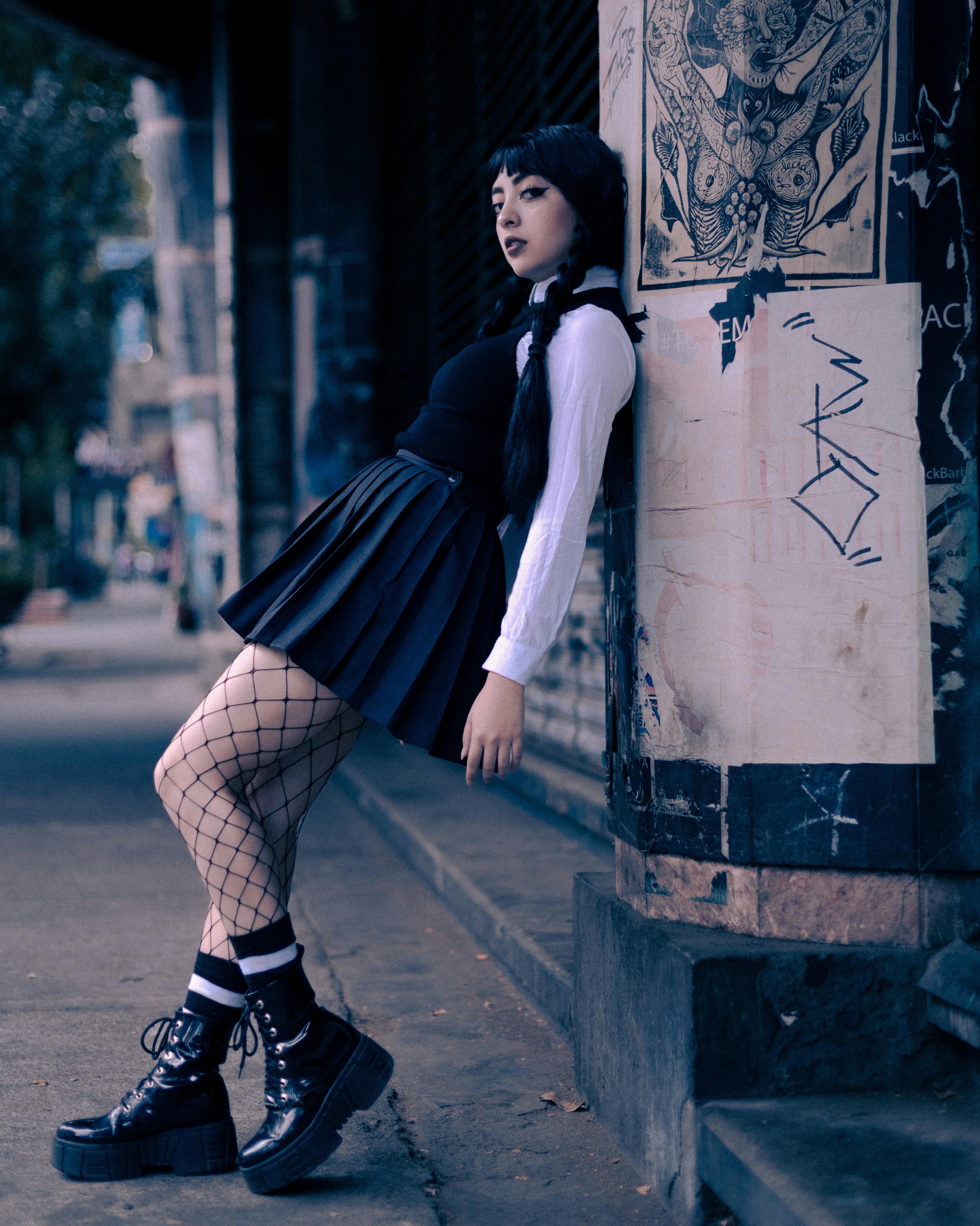 Woman Posing on a Street in School Uniform · Free Stock Photo