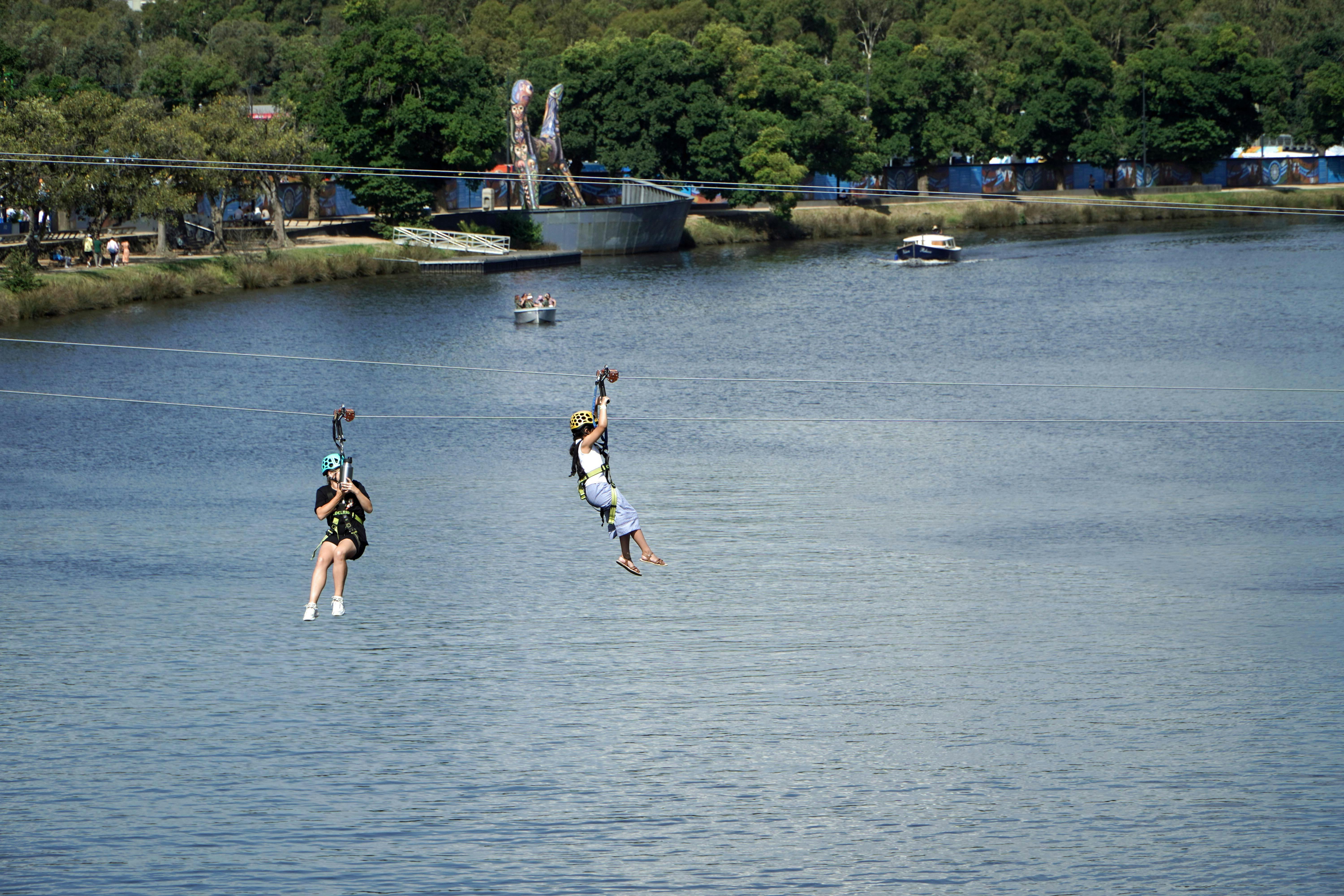 People on Zip Line over Yarra River in Australia · Free Stock Photo