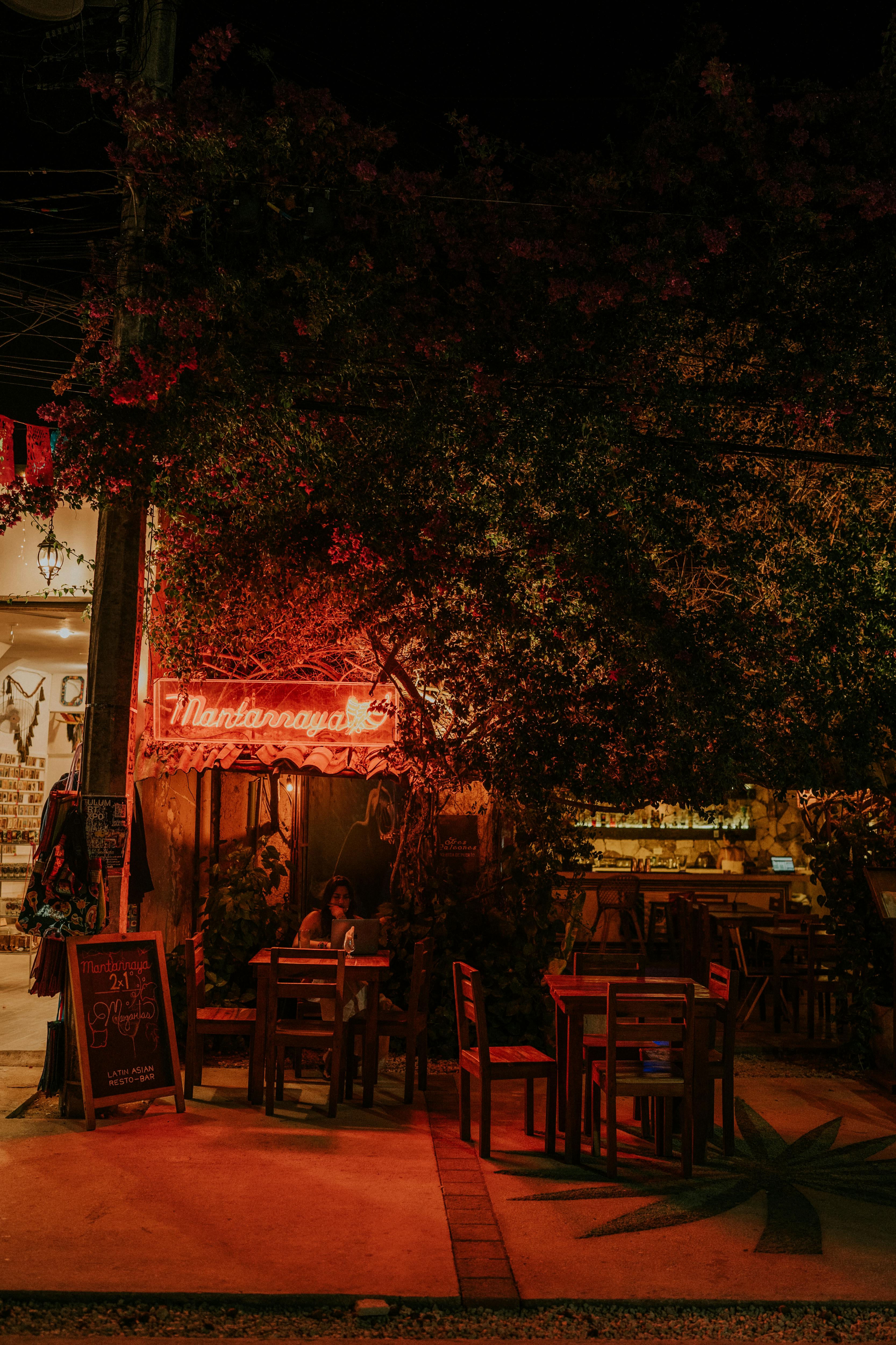 Sidewalk Cafe at Night · Free Stock Photo