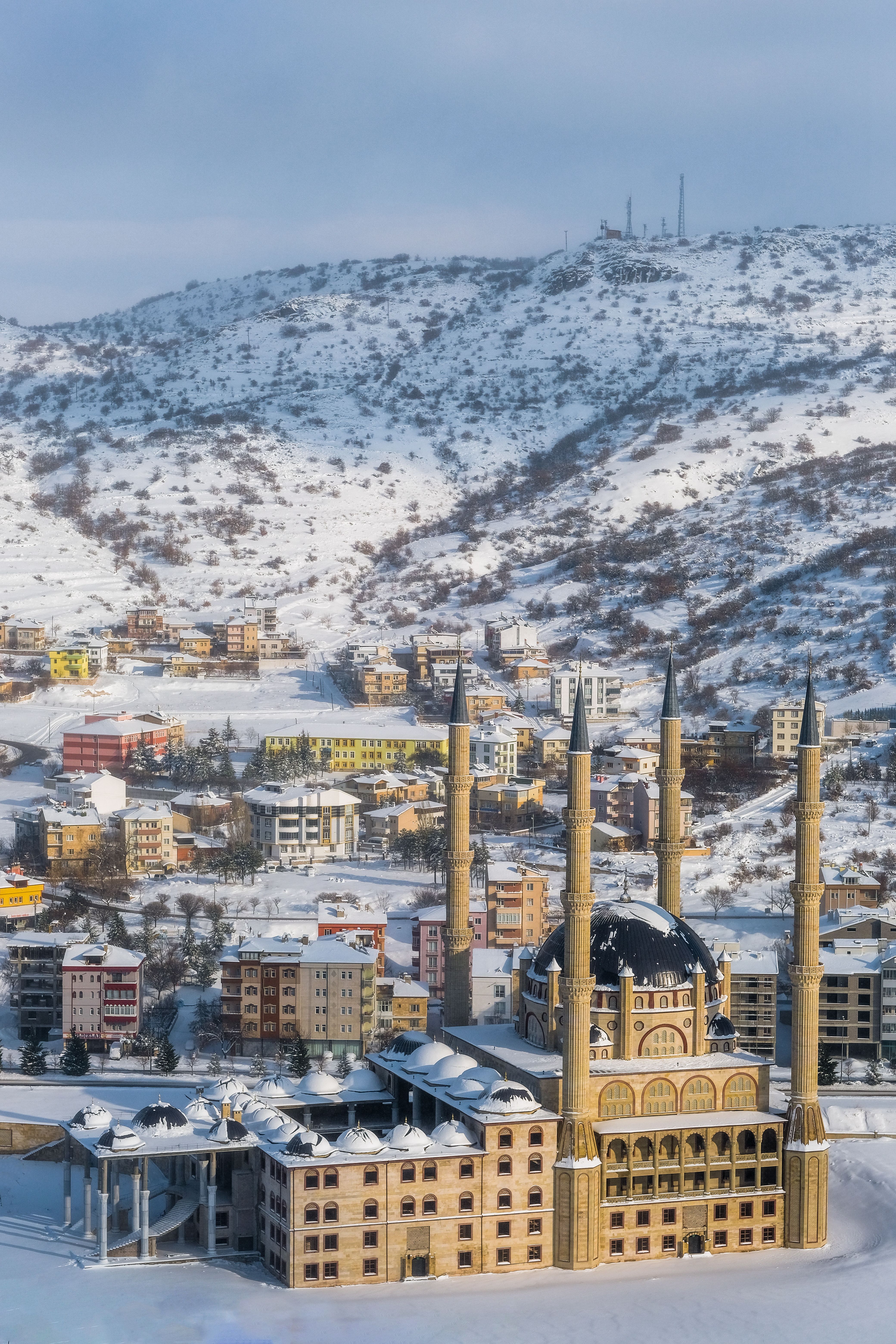 Town with Mosque under Snow · Free Stock Photo