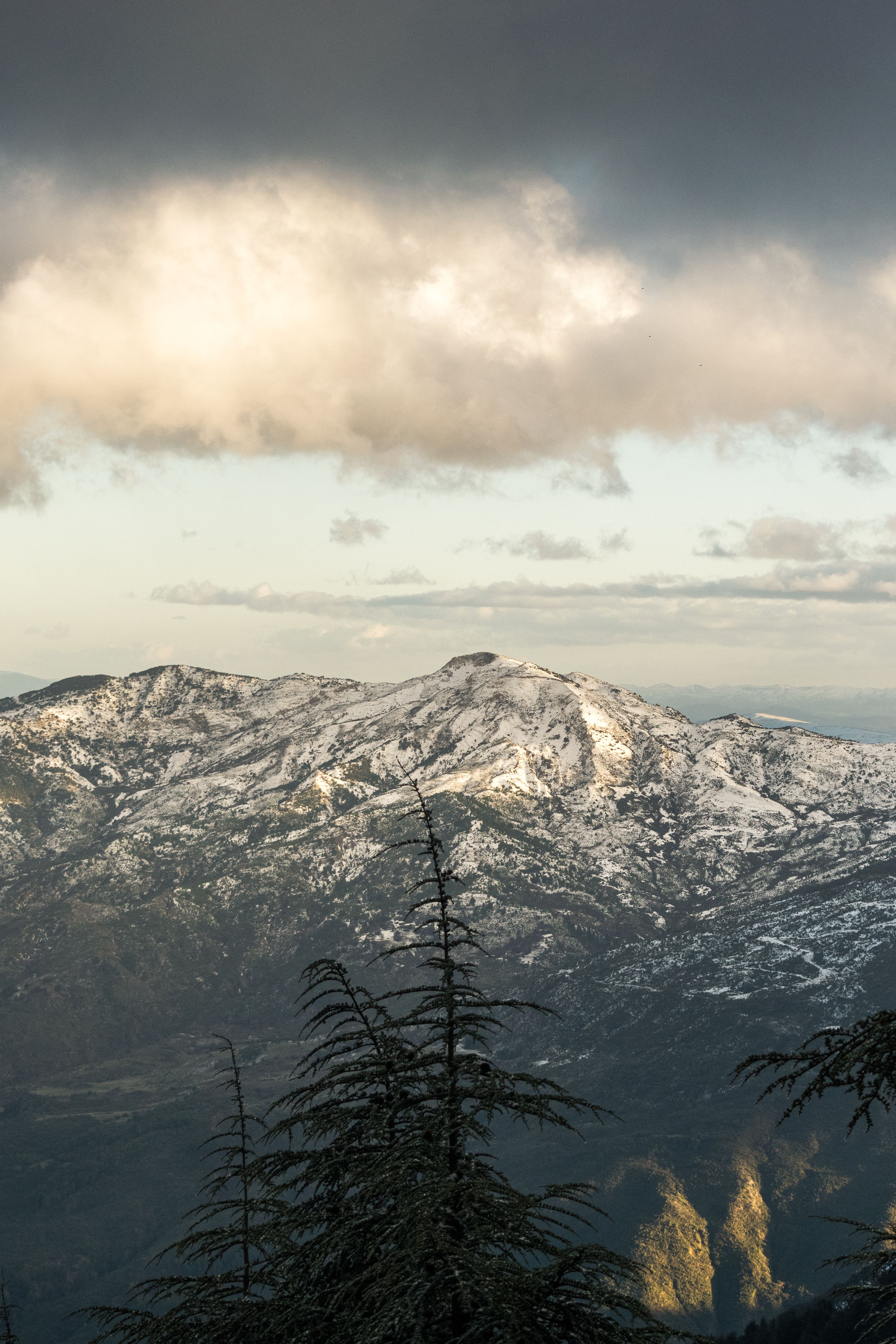Snow Covered Mountain Under Cloudy Sky · Free Stock Photo