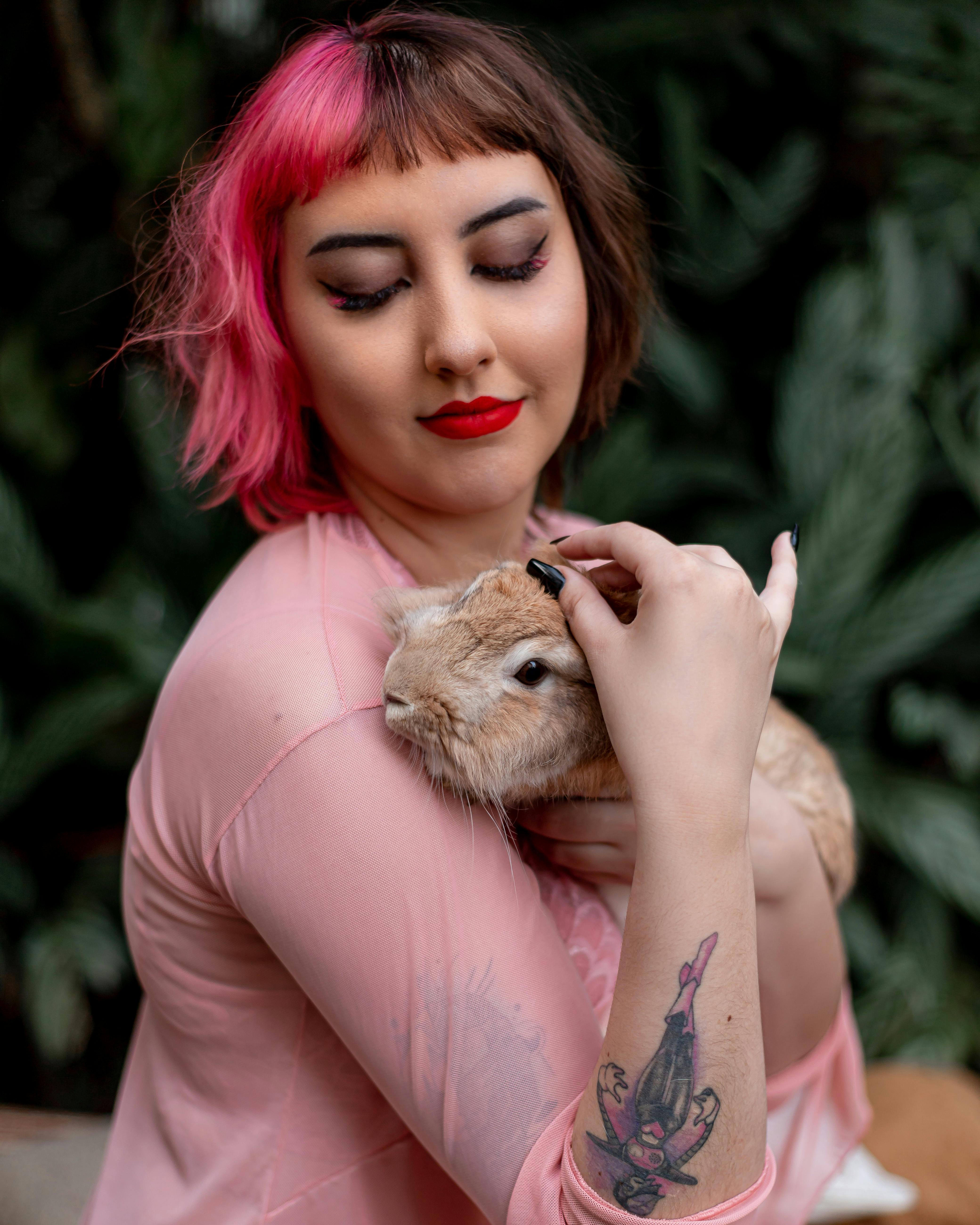 Woman Posing with Rabbit · Free Stock Photo