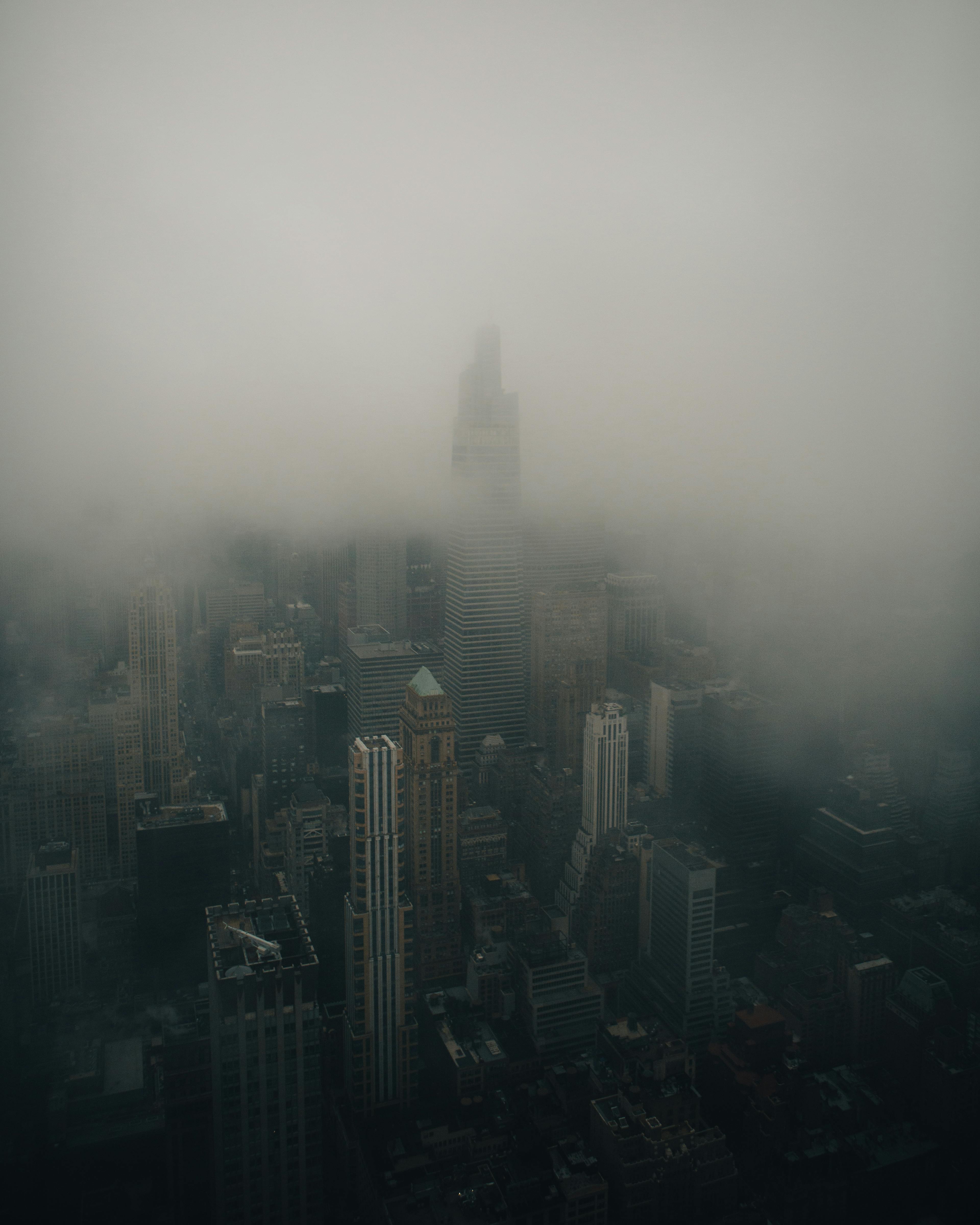 An Aerial Shot of a Foggy City · Free Stock Photo