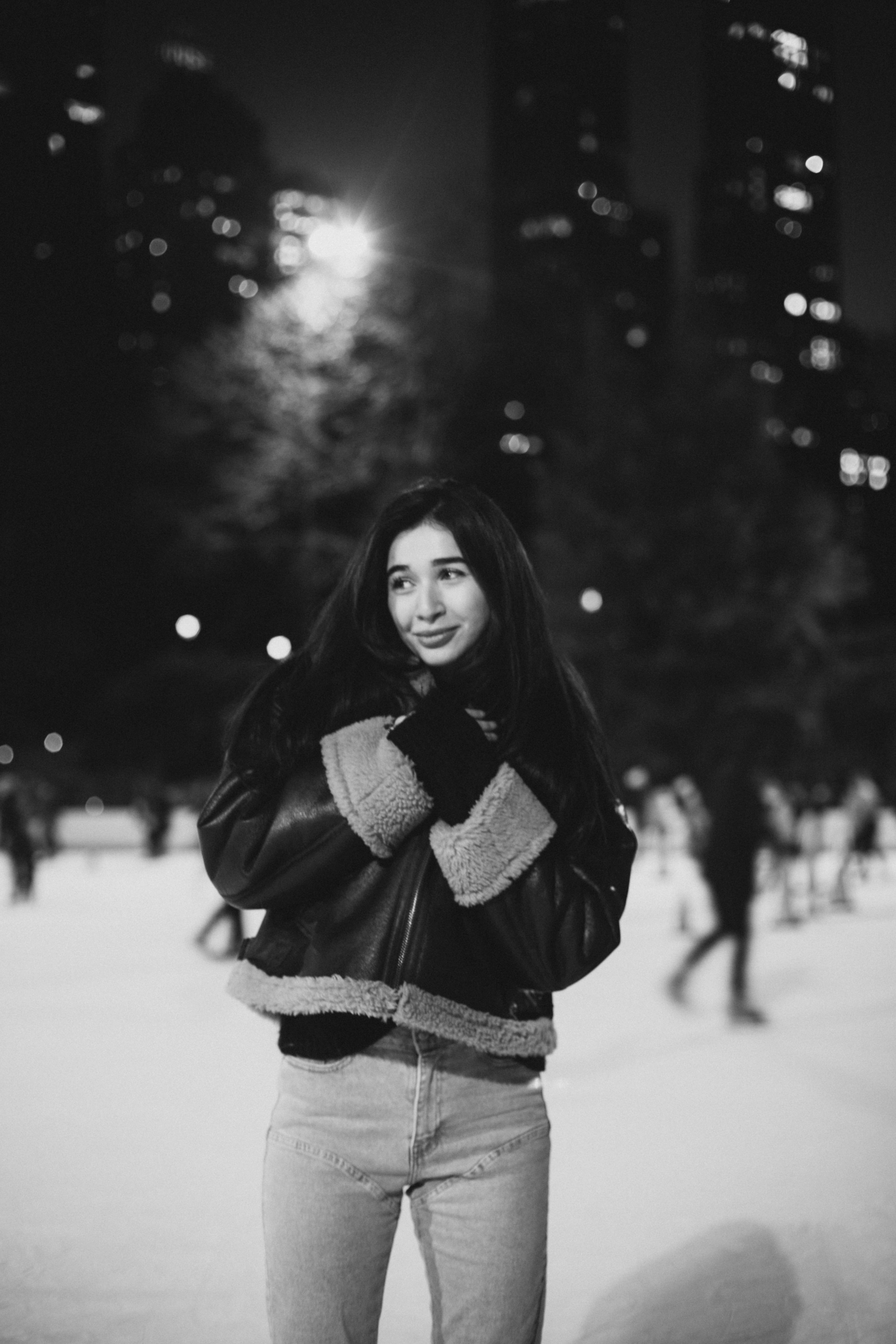 Grayscale Photo of a Person Wearing Jacket Backwards · Free Stock Photo