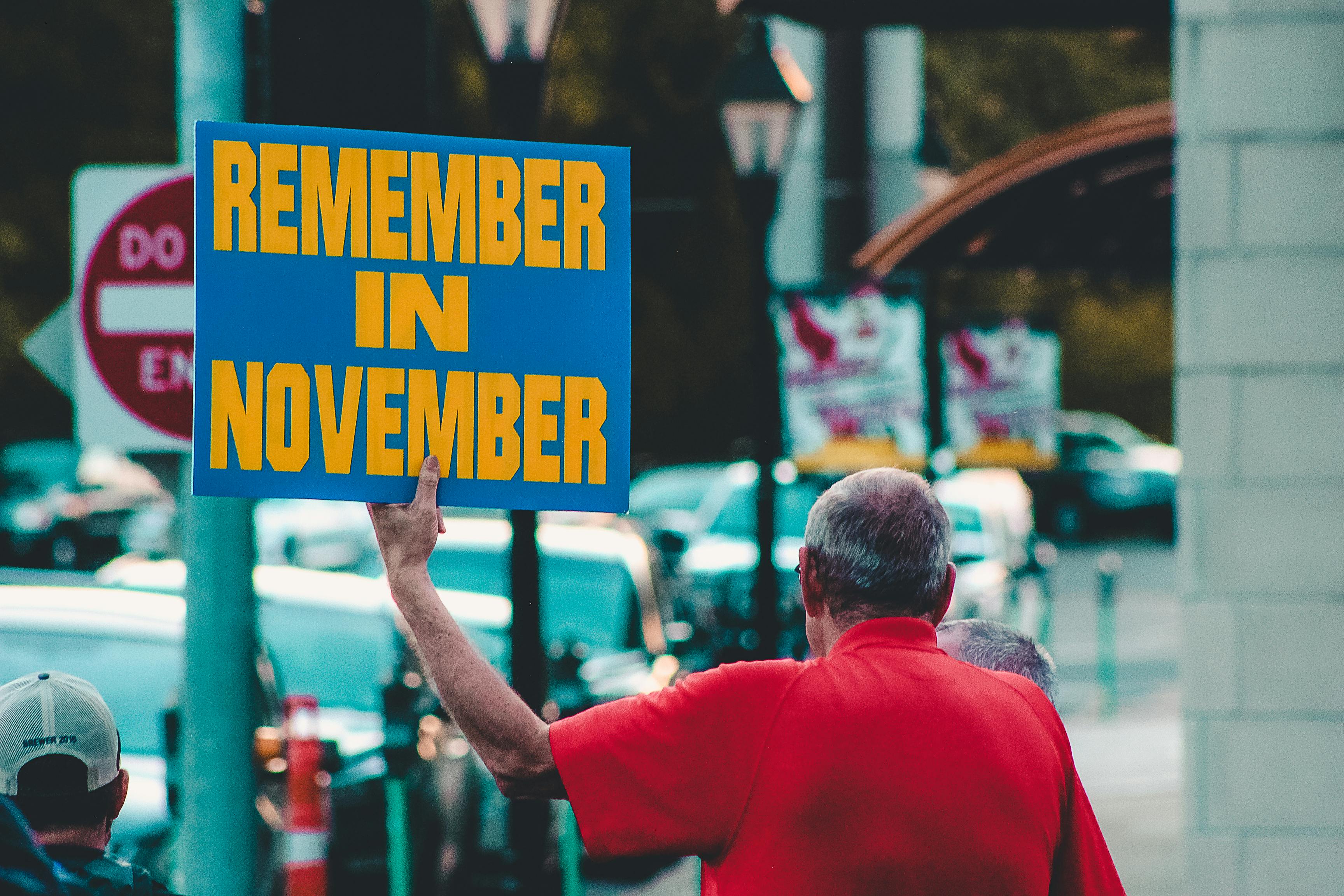 Person Holding Remember in November Sign · Free Stock Photo