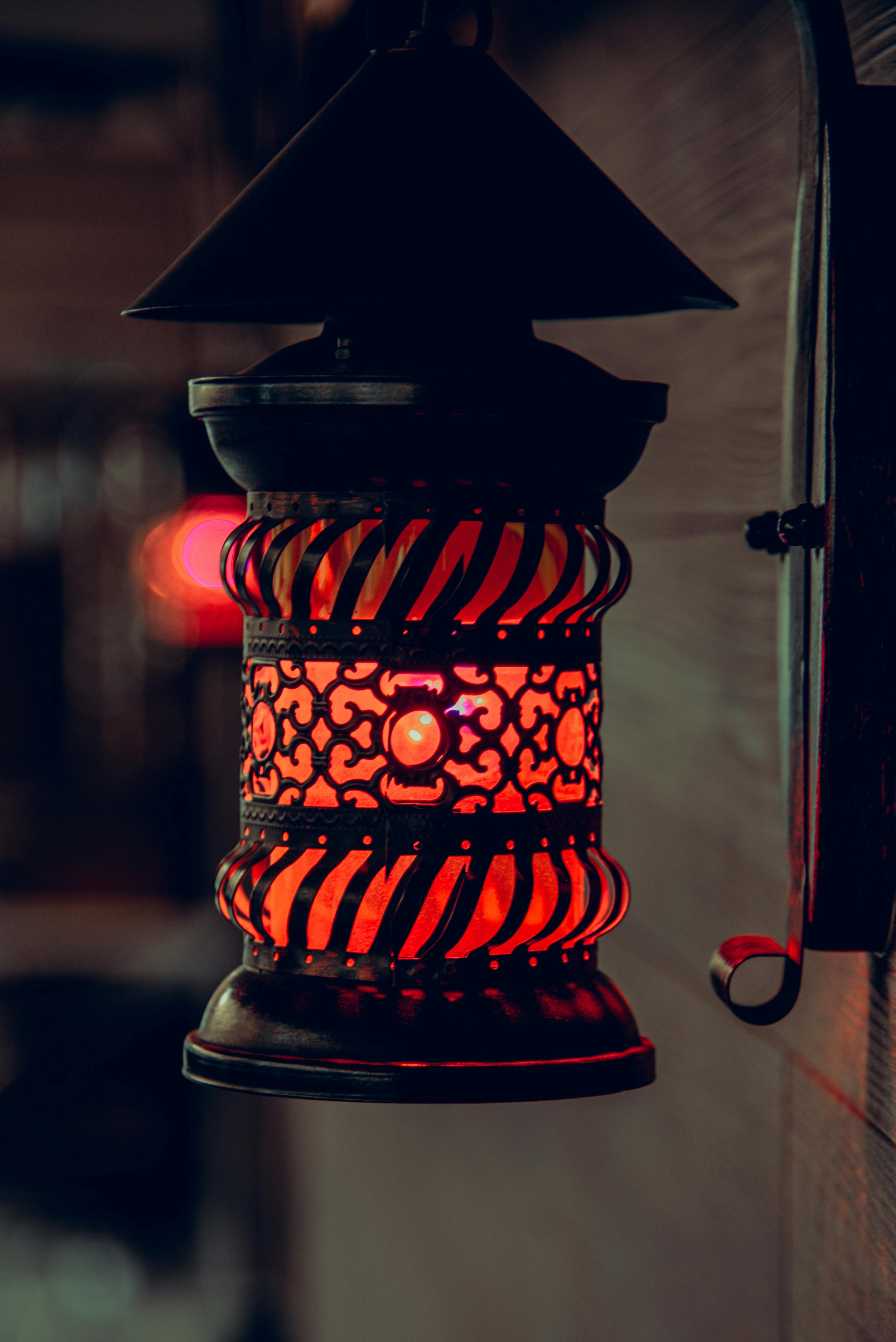 Red Lantern Glowing Outdoors at Dusk · Free Stock Photo