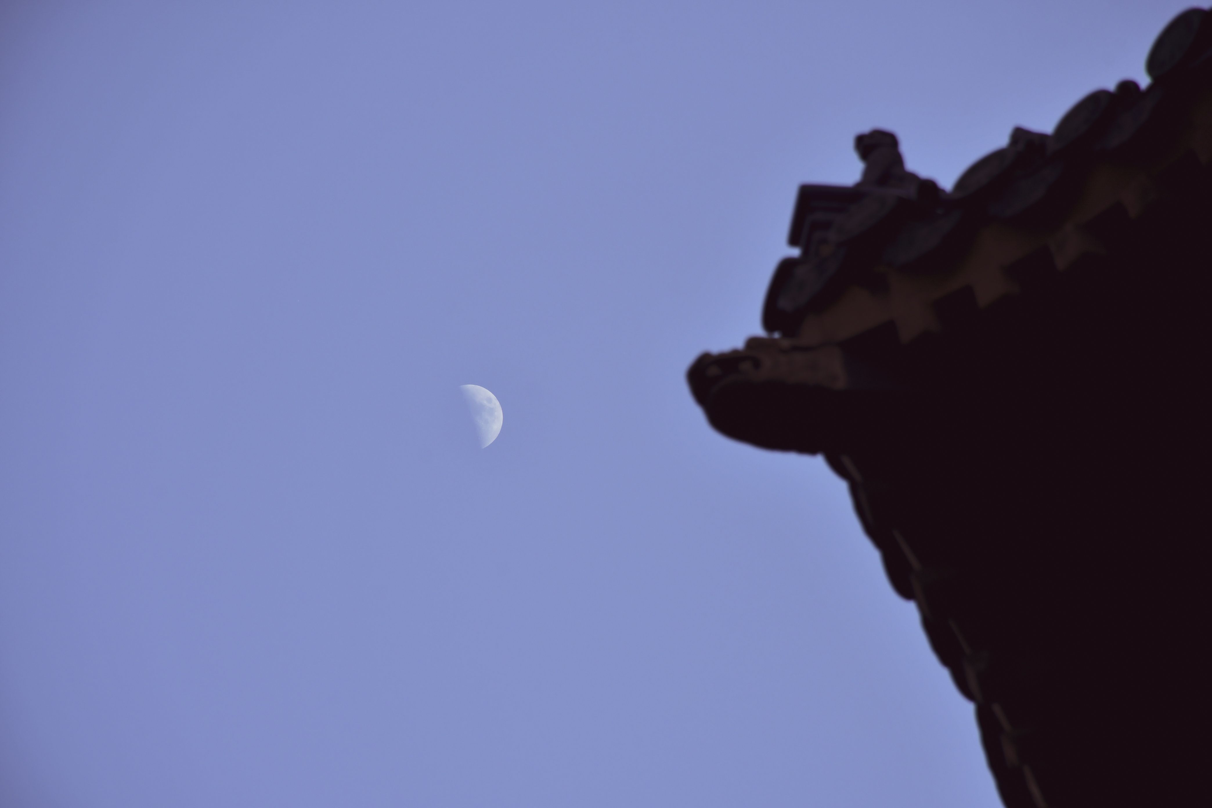 Crescent Moon against a Clear Sky at Dusk · Free Stock Photo