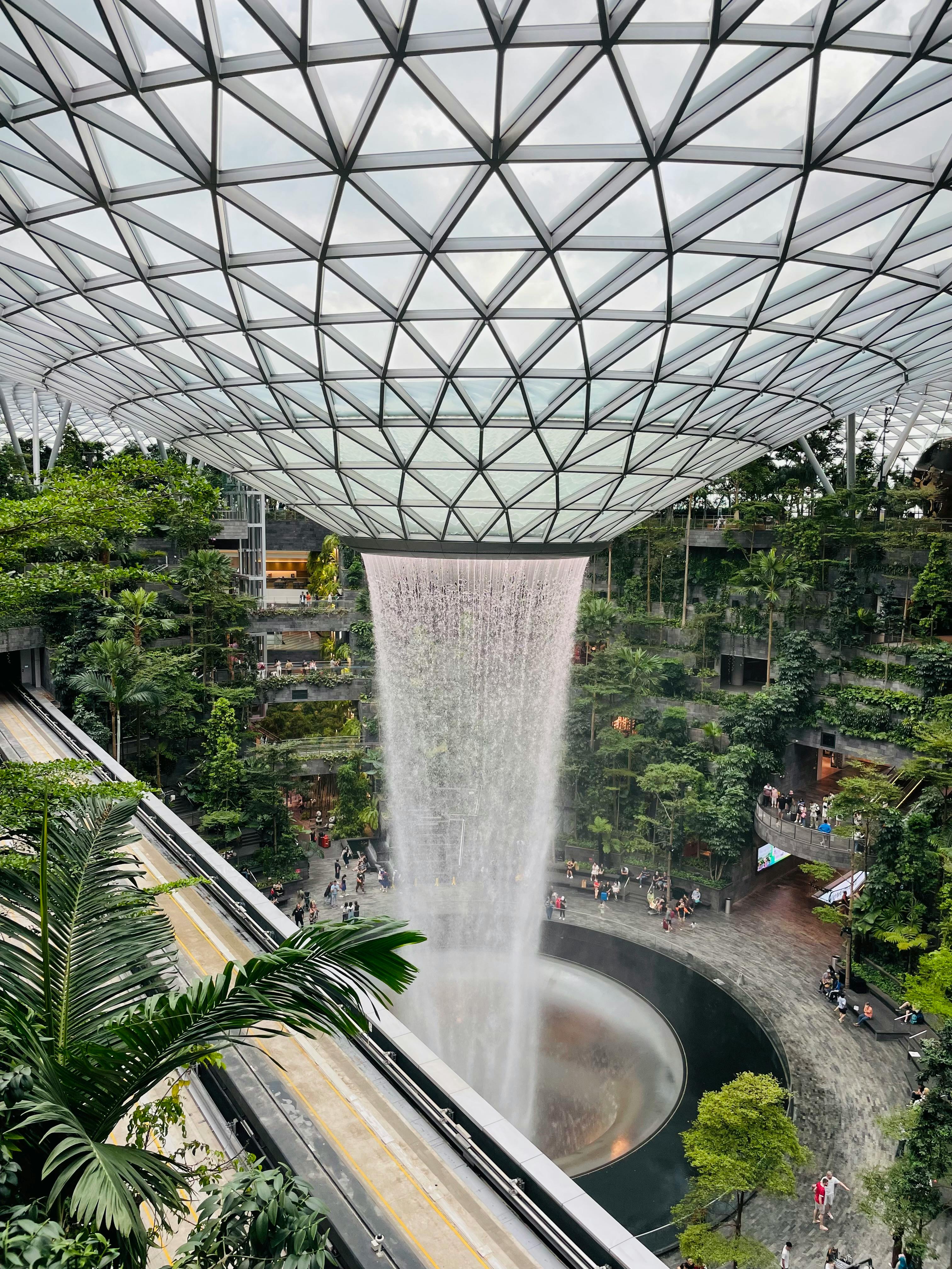 Jewel Changi Airport Vortex Waterfall at Night · Free Stock Photo