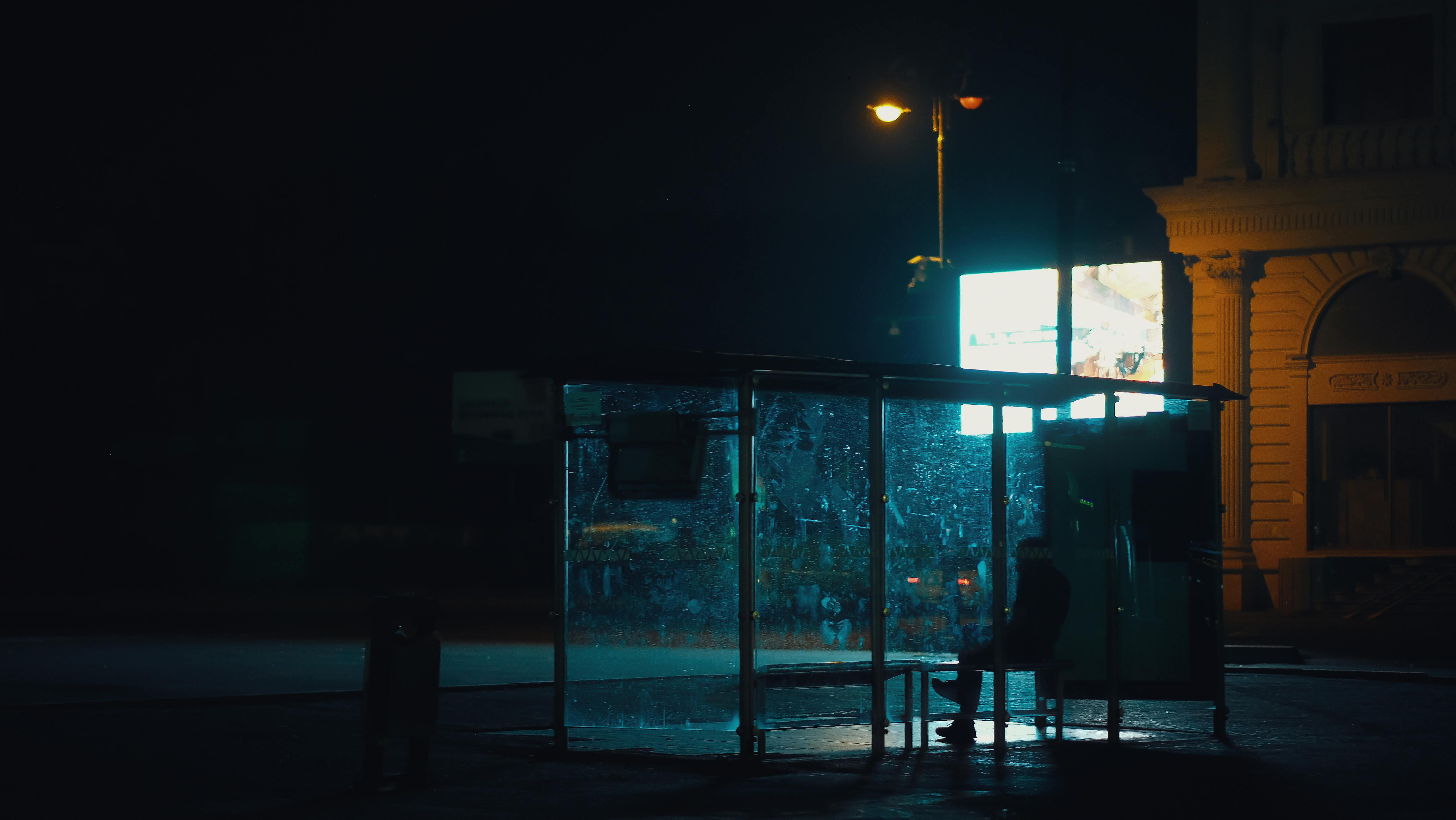 People on a Bus Stop at Night · Free Stock Photo