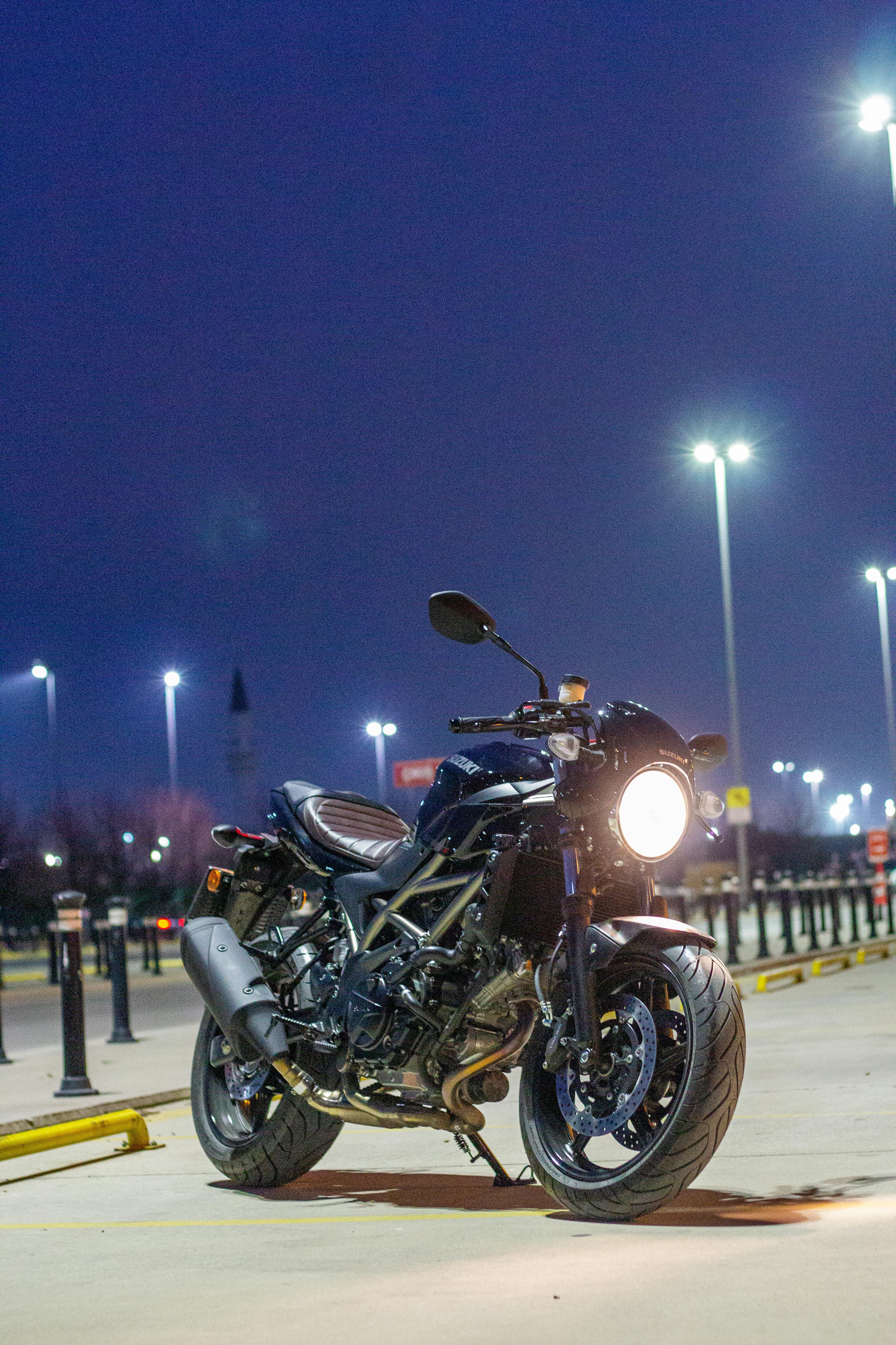 Motorcycle Parked on Highway · Free Stock Photo