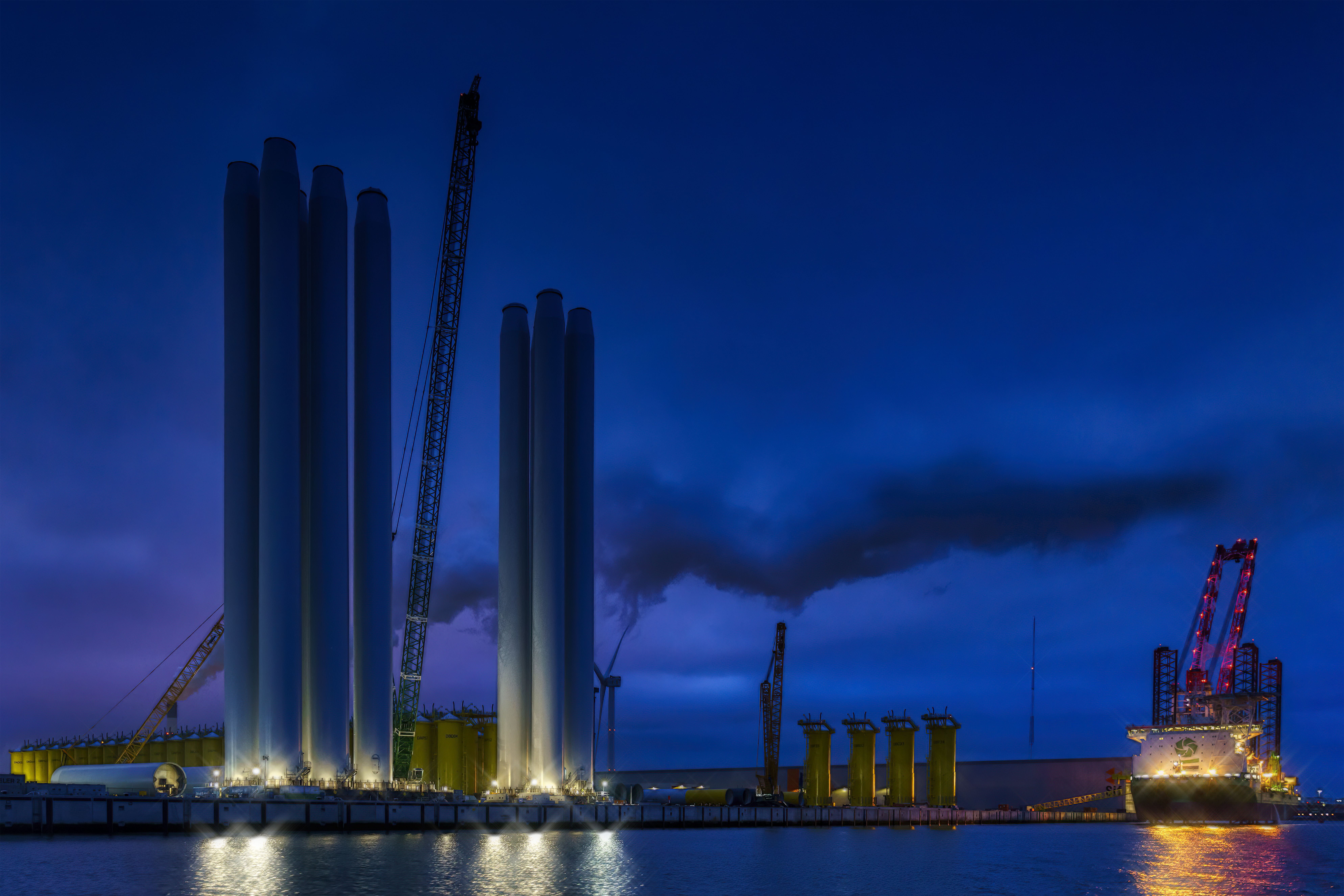 Factory Chimneys on Shore at Night · Free Stock Photo