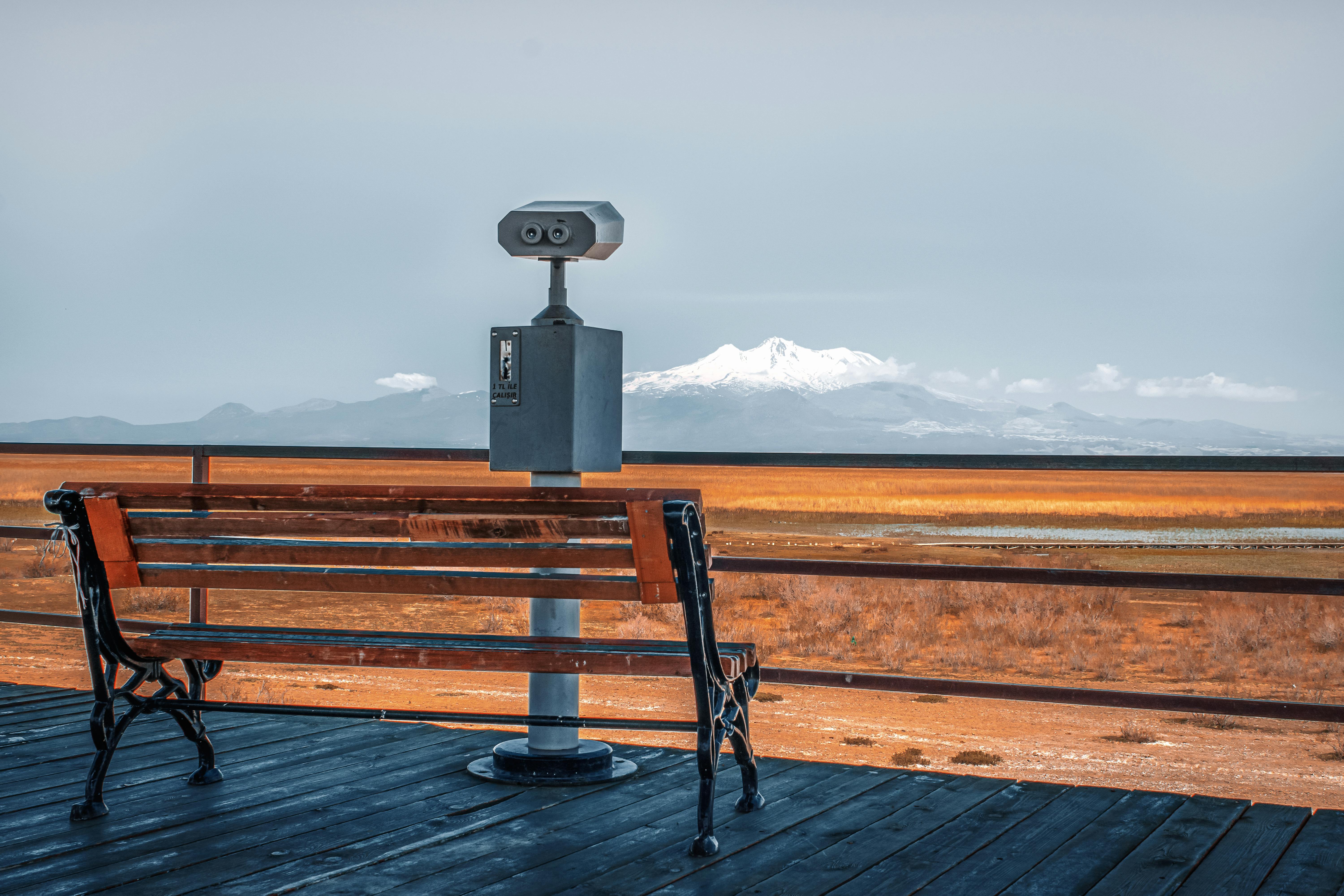 Landscape with Bench and Boardwalk · Free Stock Photo