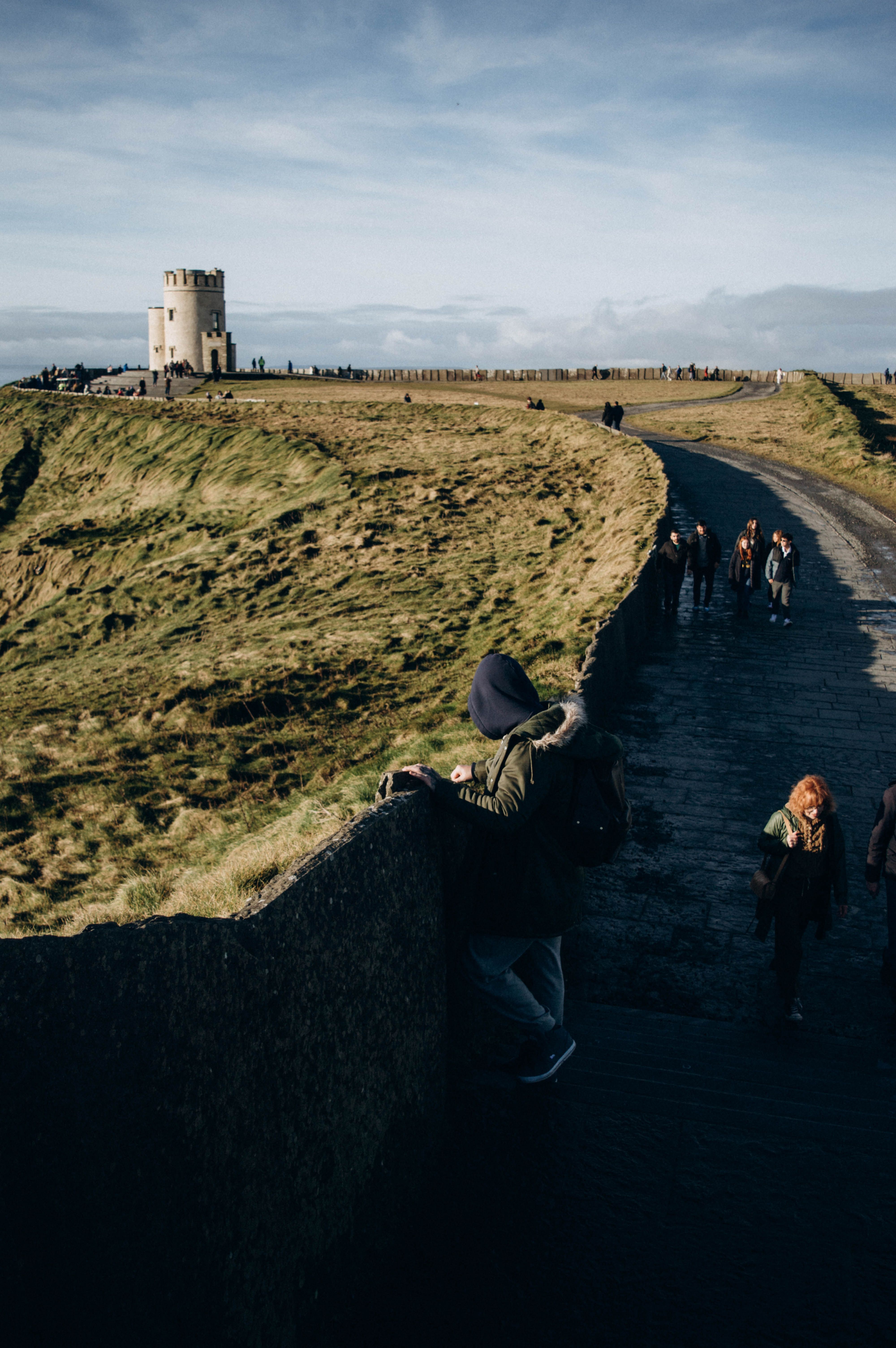 People on a Trail to the OBriens Tower, Cliffs of Moher, County Clare ...