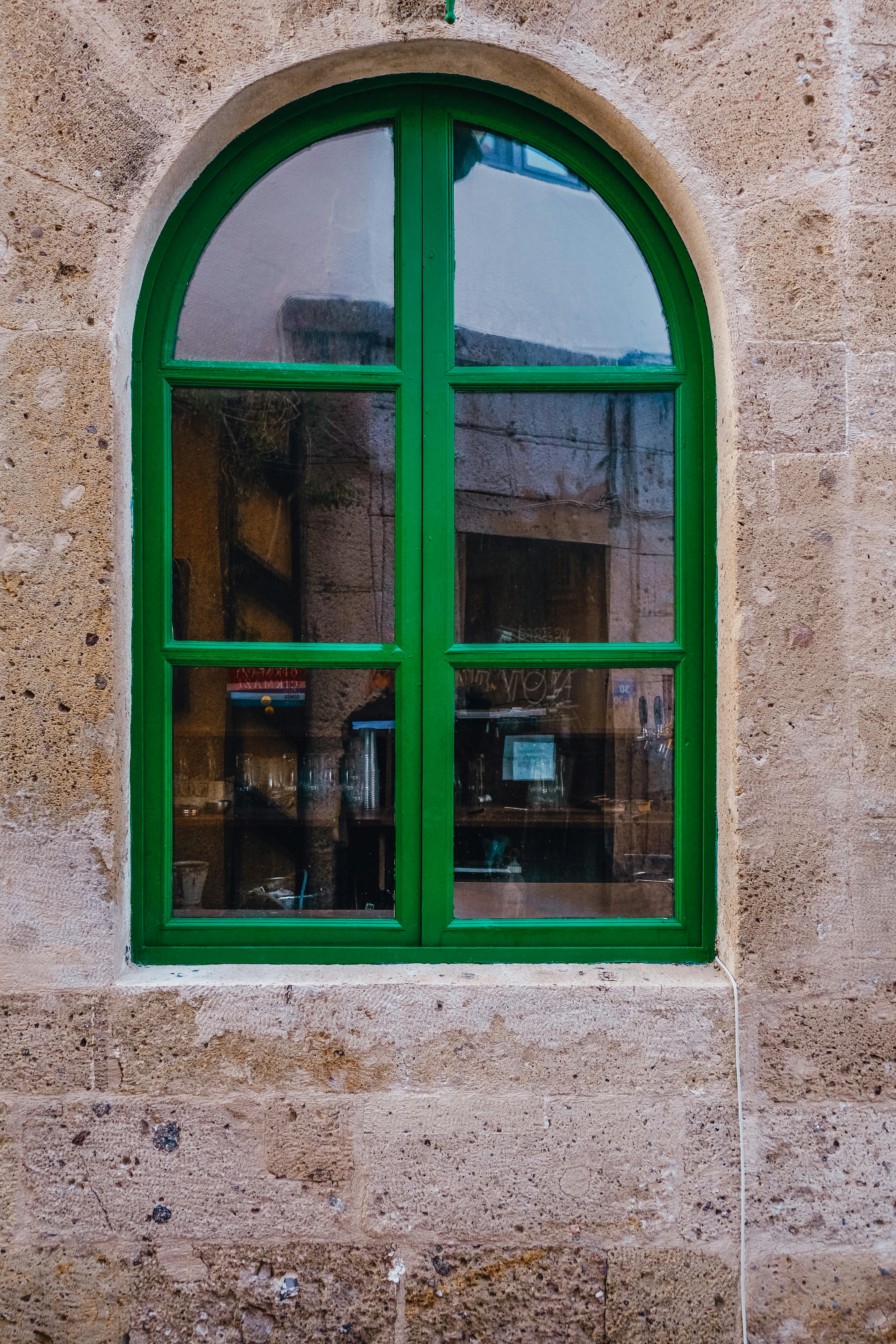 Green Window Reflecting Street · Free Stock Photo