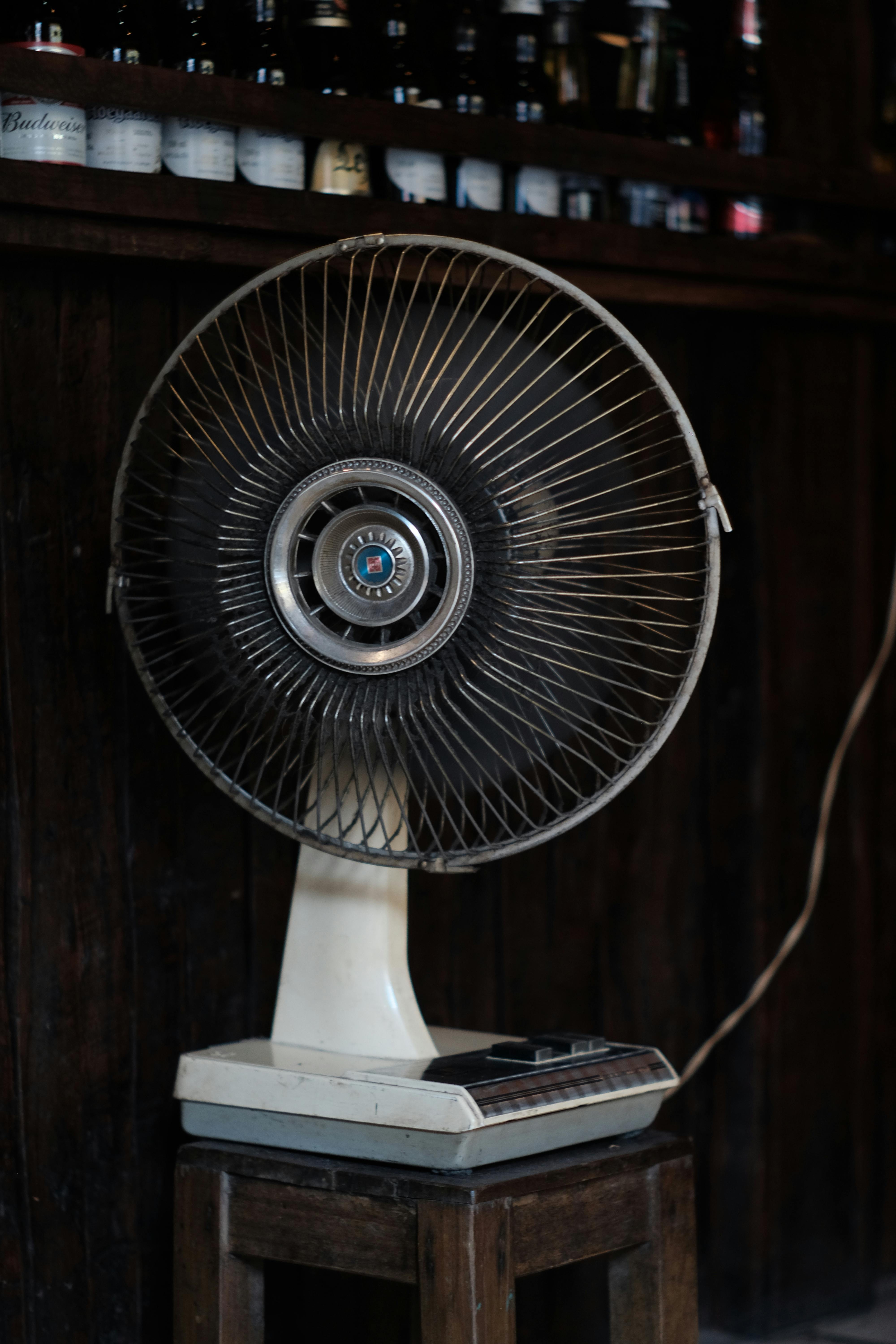 Retro Fan on Stool · Free Stock Photo