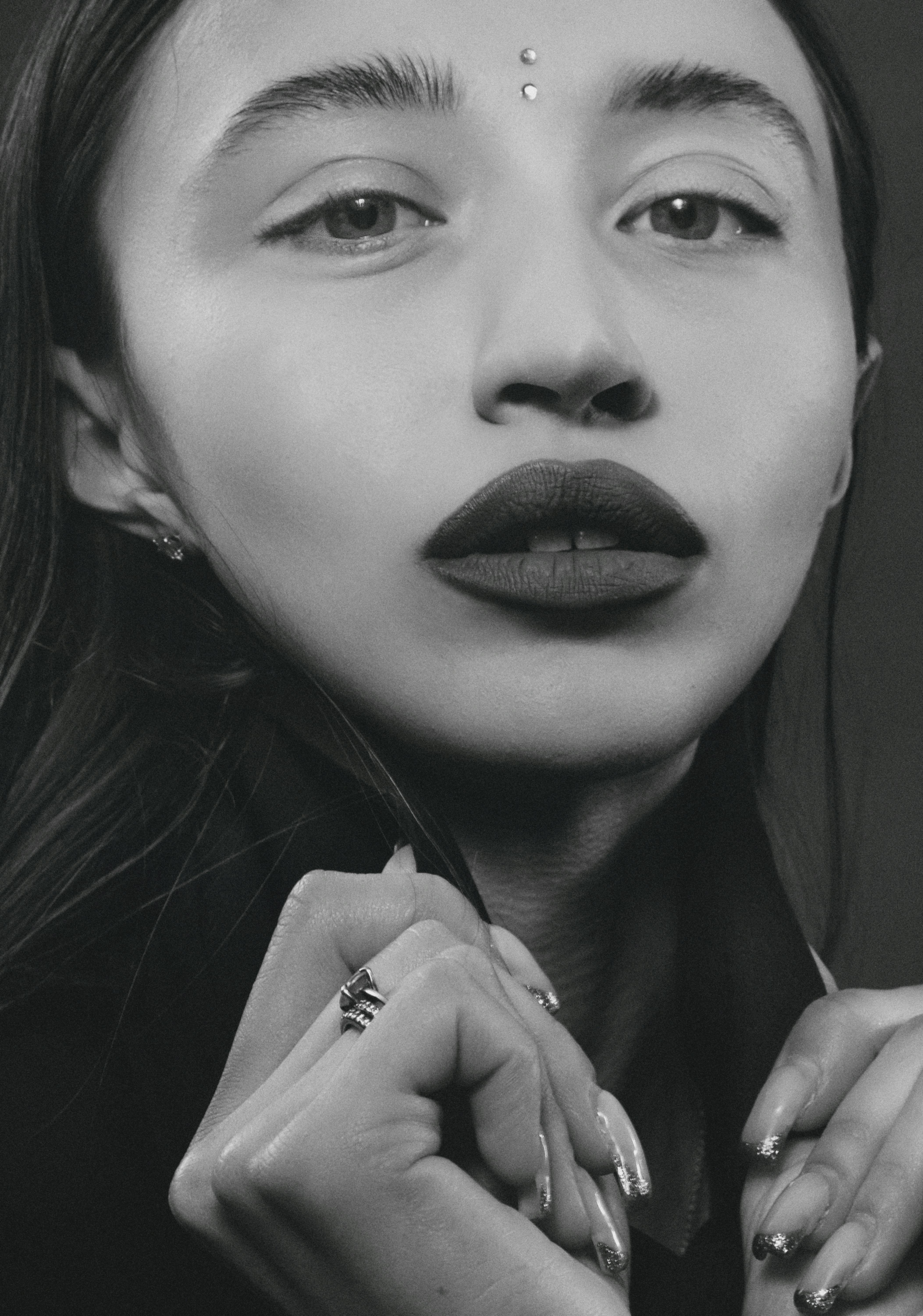 Grayscale Photo of a Red Lips · Free Stock Photo
