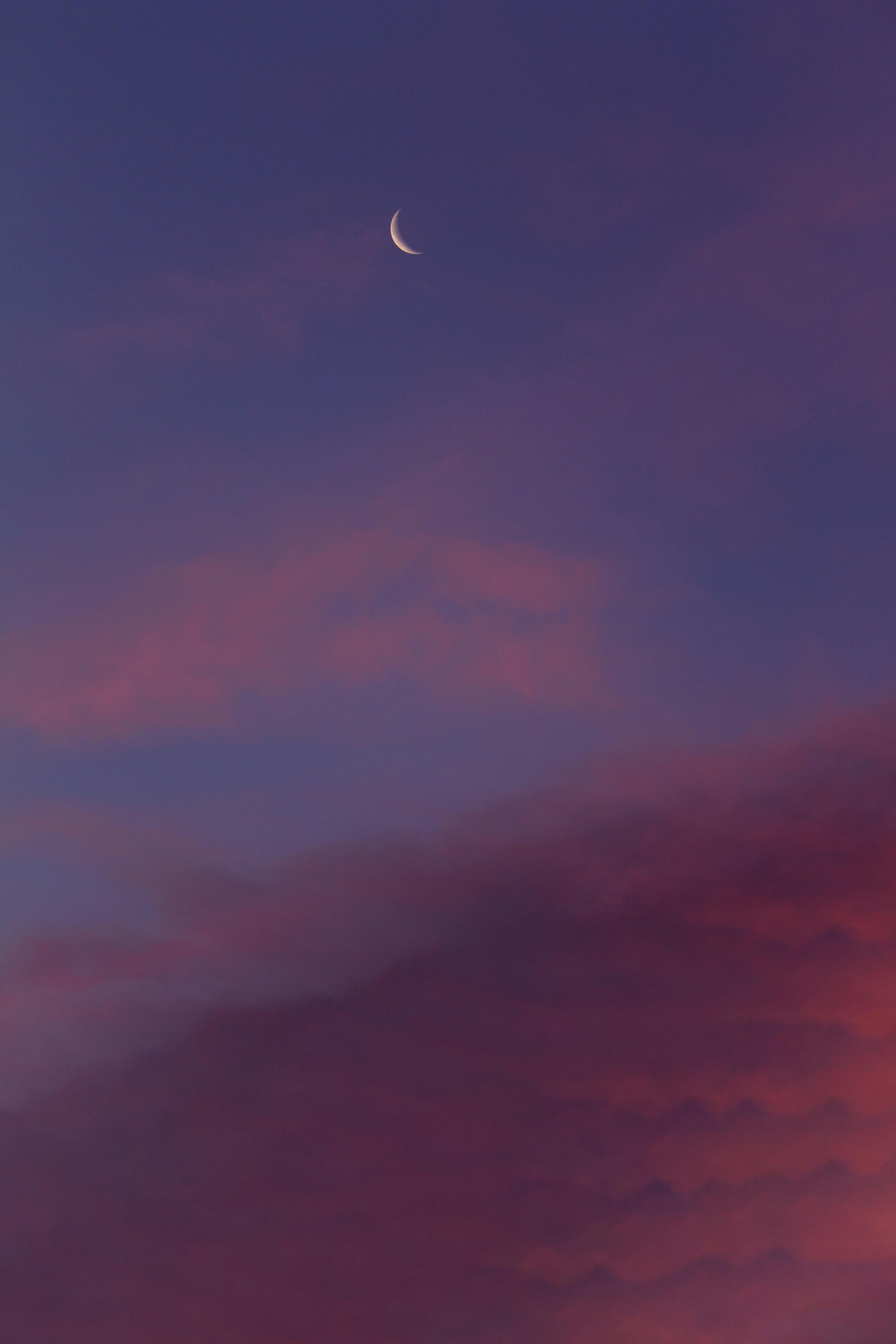 Crescent Moon on a Pink Sunset Sky · Free Stock Photo