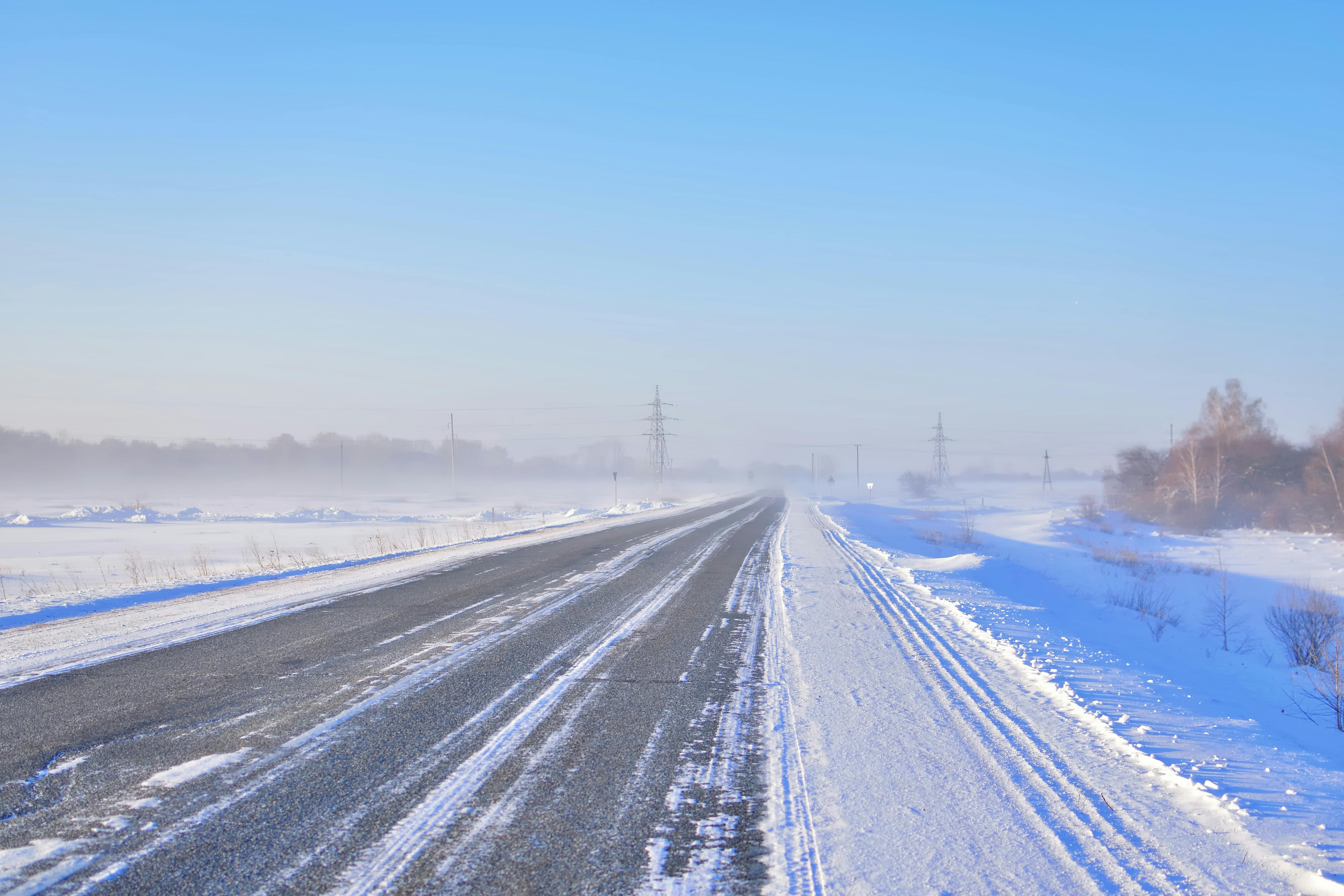 Asphalt Road with Snow · Free Stock Photo