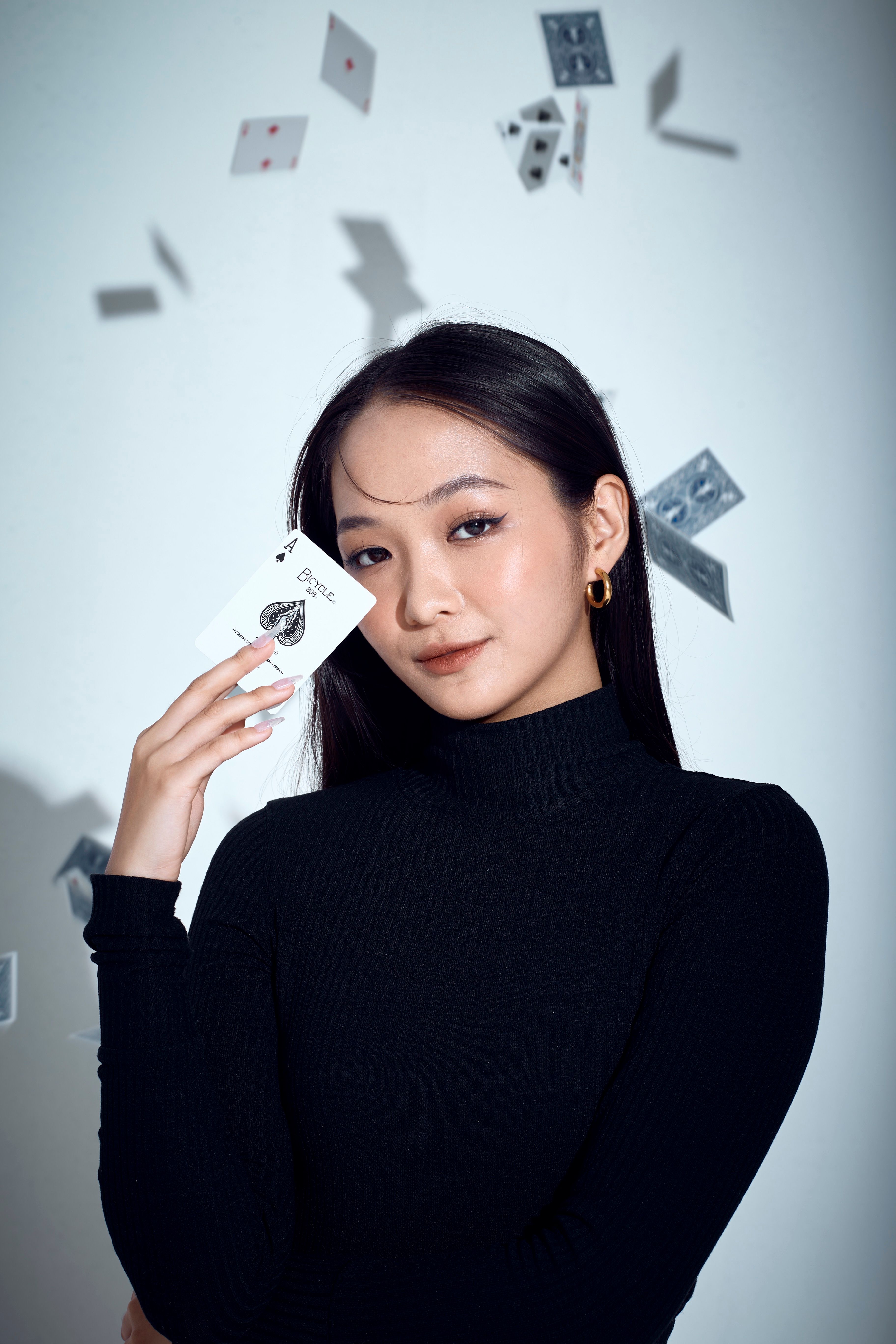 Woman Posing with Cards · Free Stock Photo