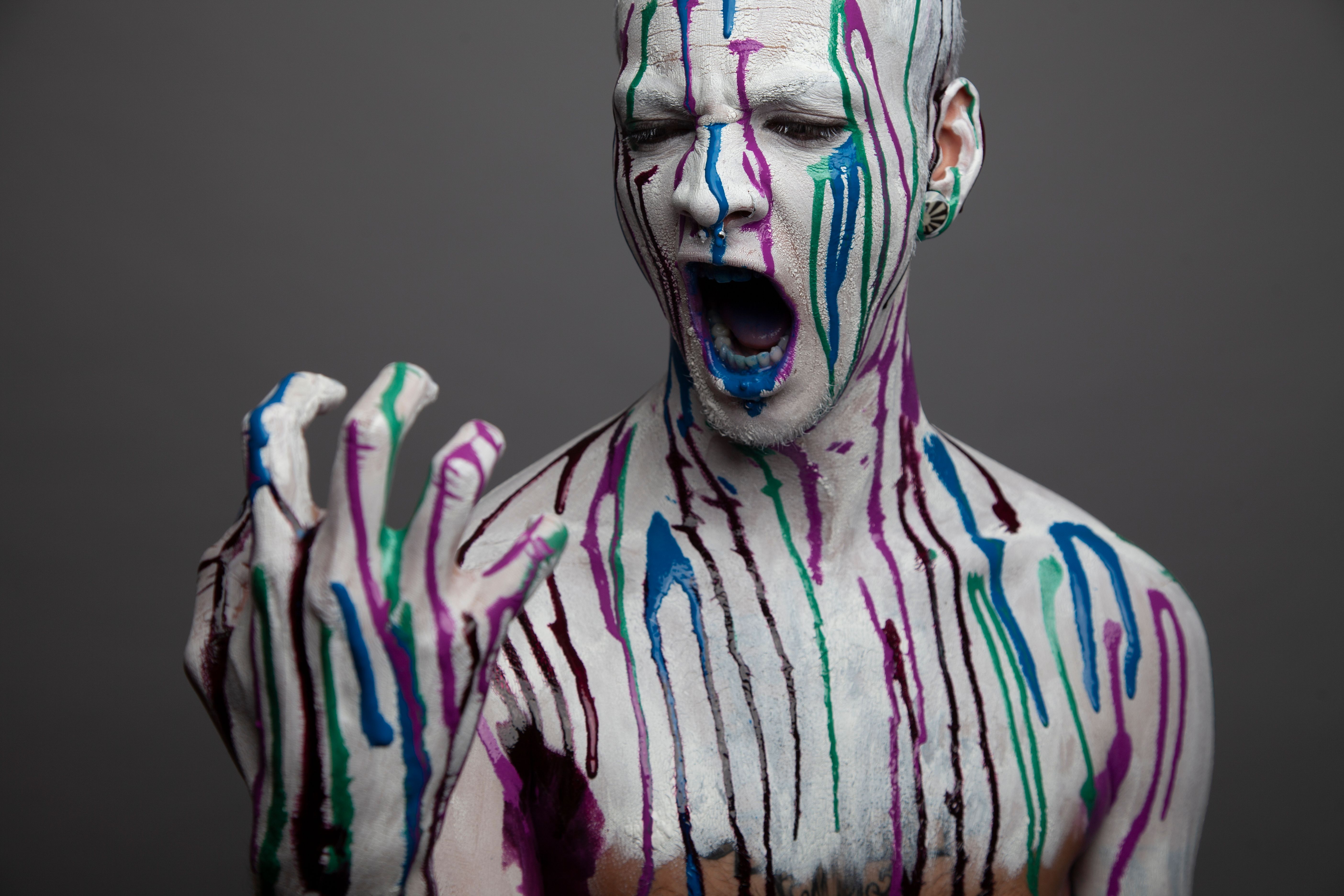 Screaming Man with Paint on Body · Free Stock Photo