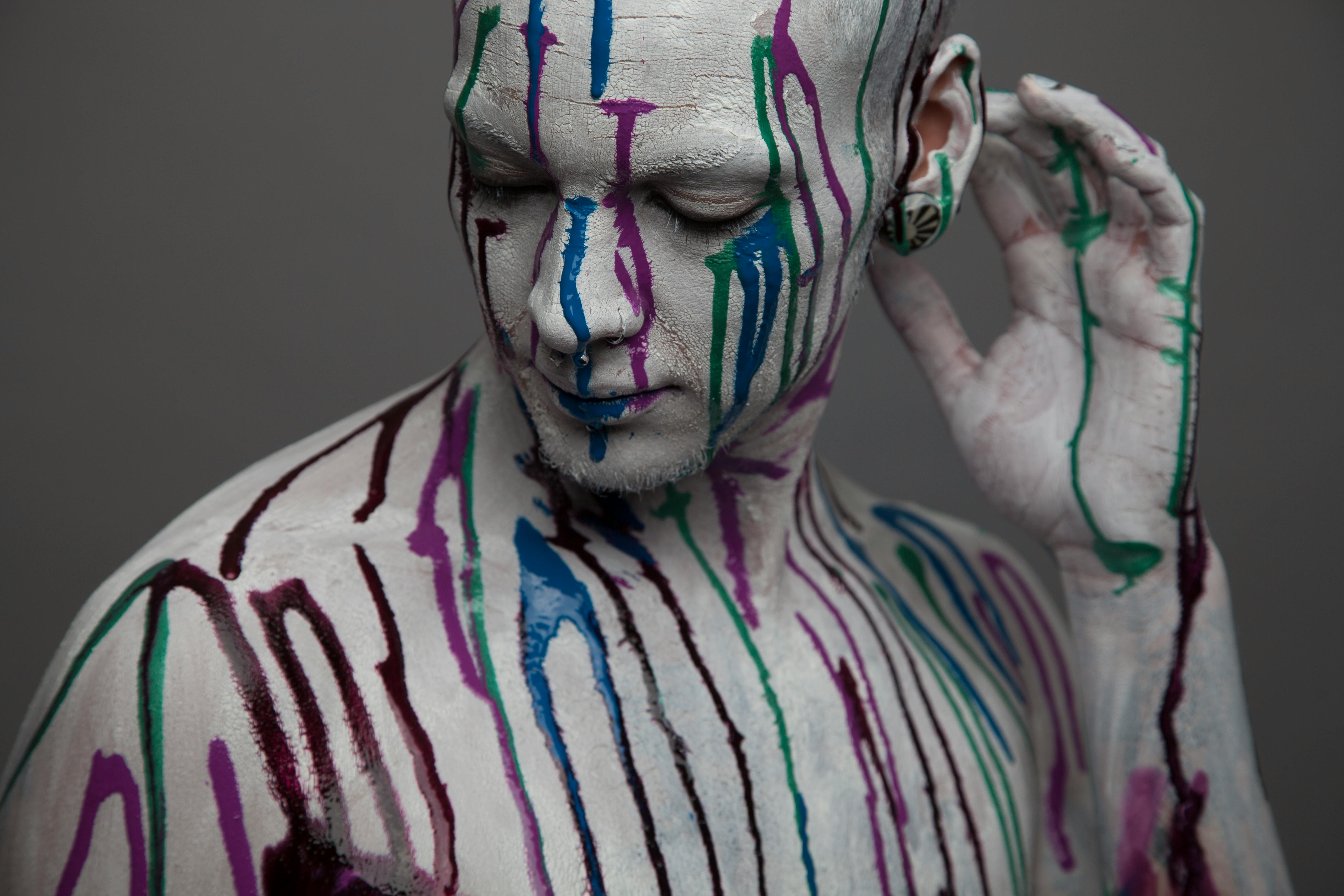 Man Covered in Silver Body Paint · Free Stock Photo