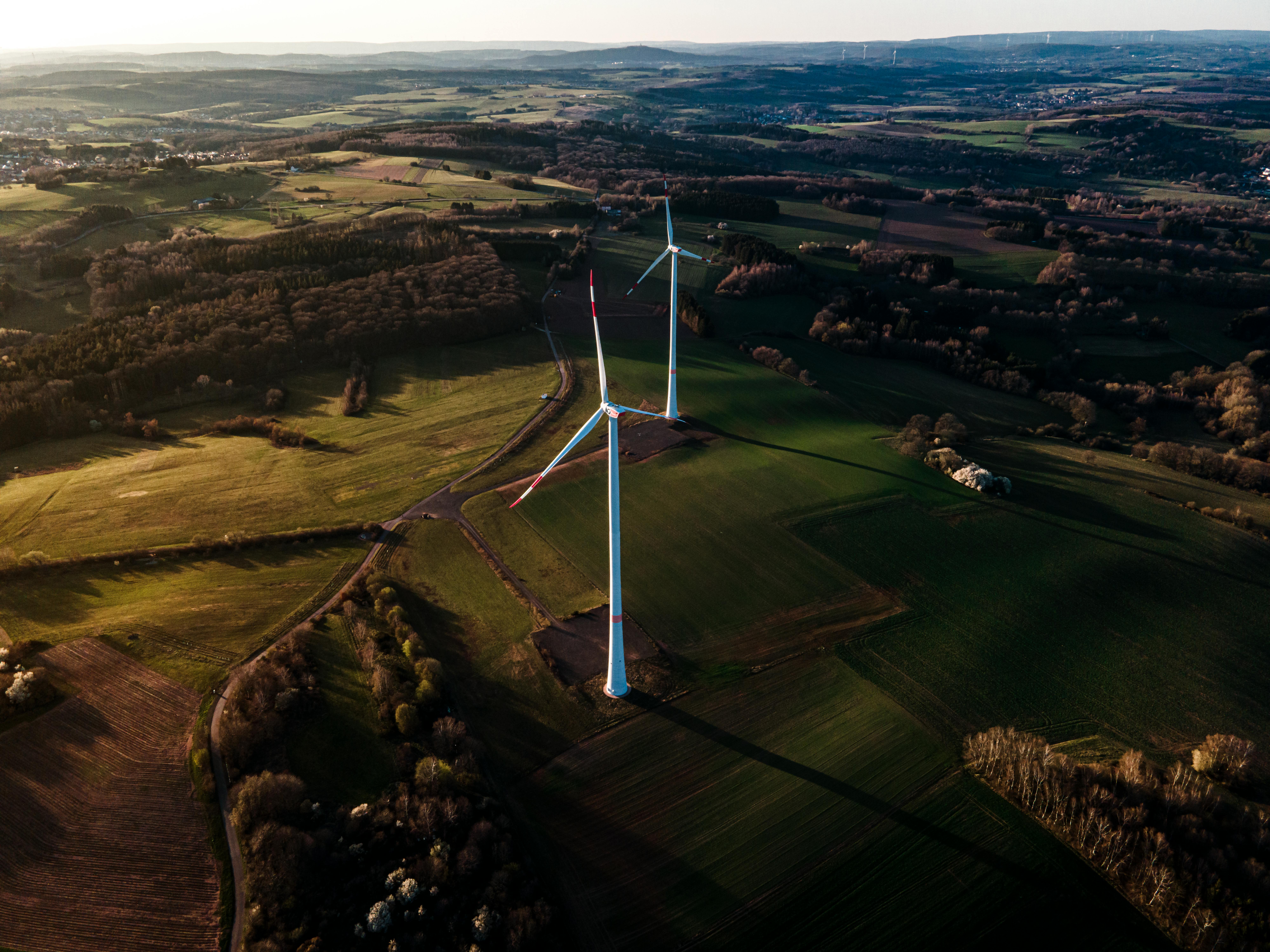 Aerial Photography of Wind Turbines · Free Stock Photo