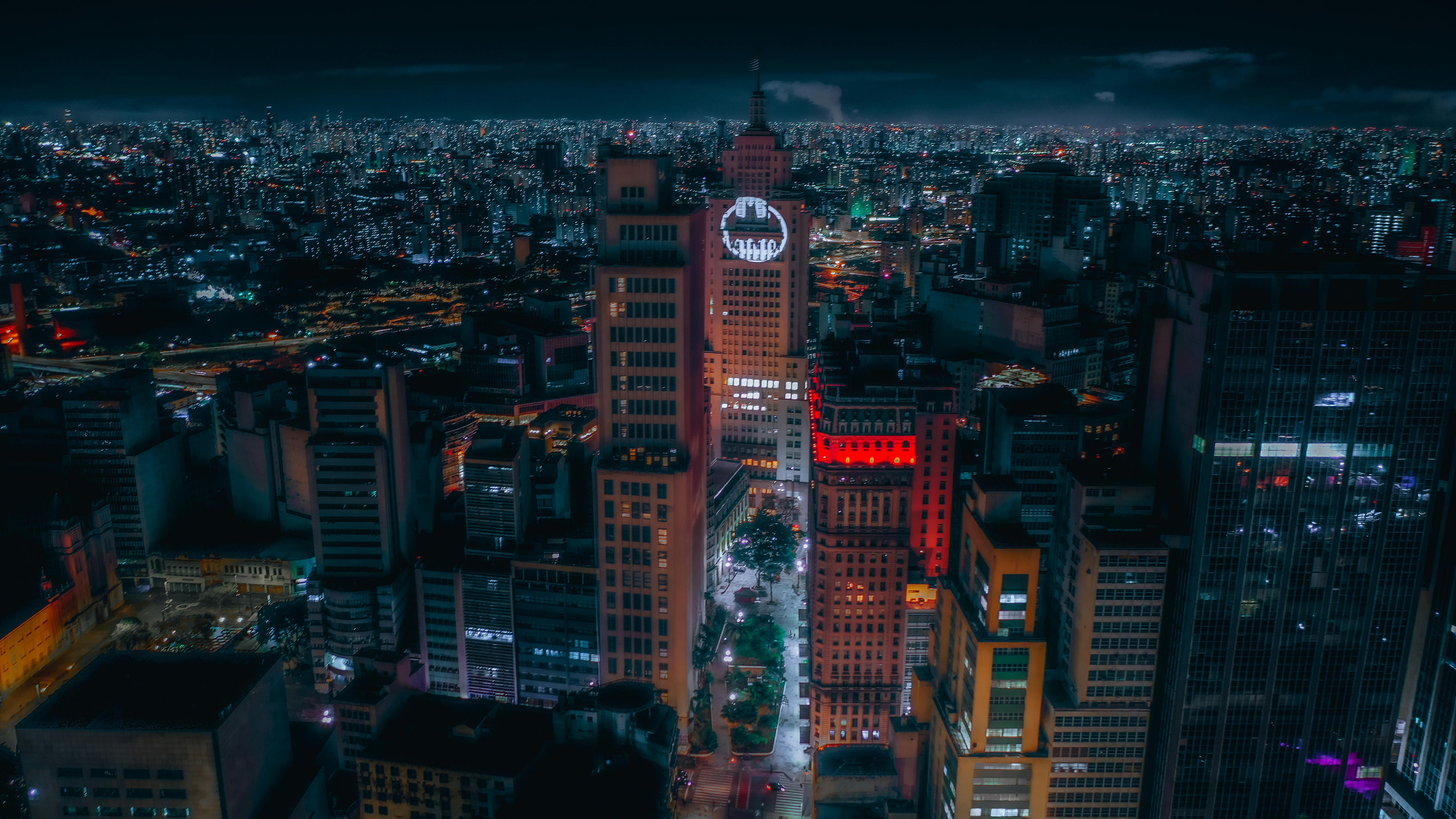 Aerial View of City during Night Time · Free Stock Photo