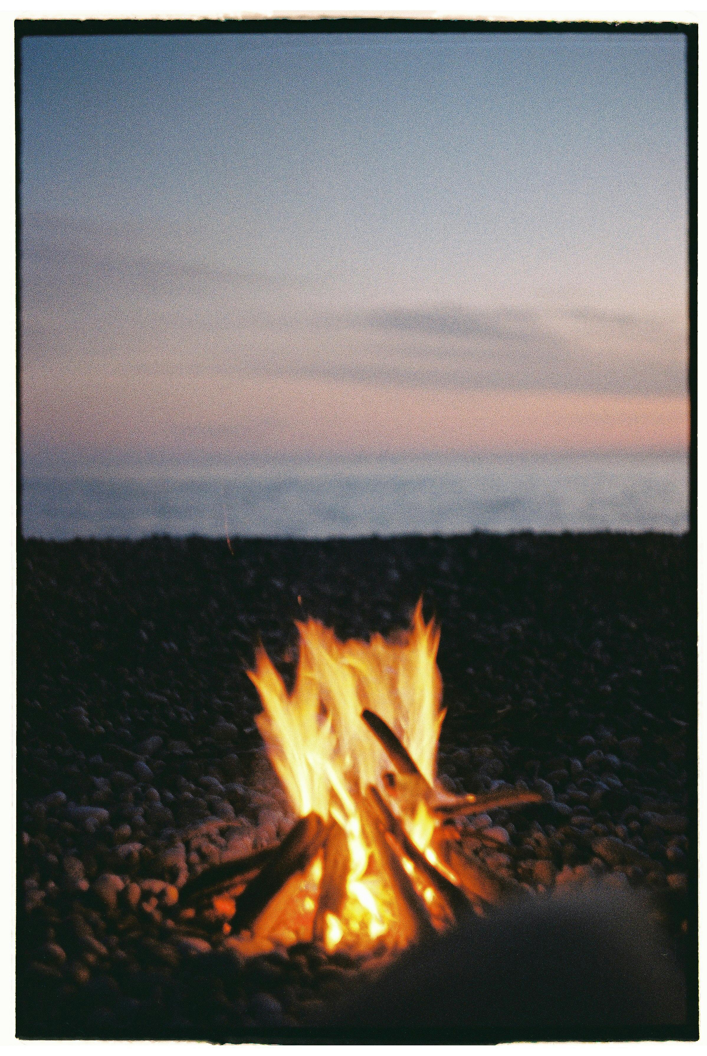 Film Photograph of a Bonfire on the Beach · Free Stock Photo