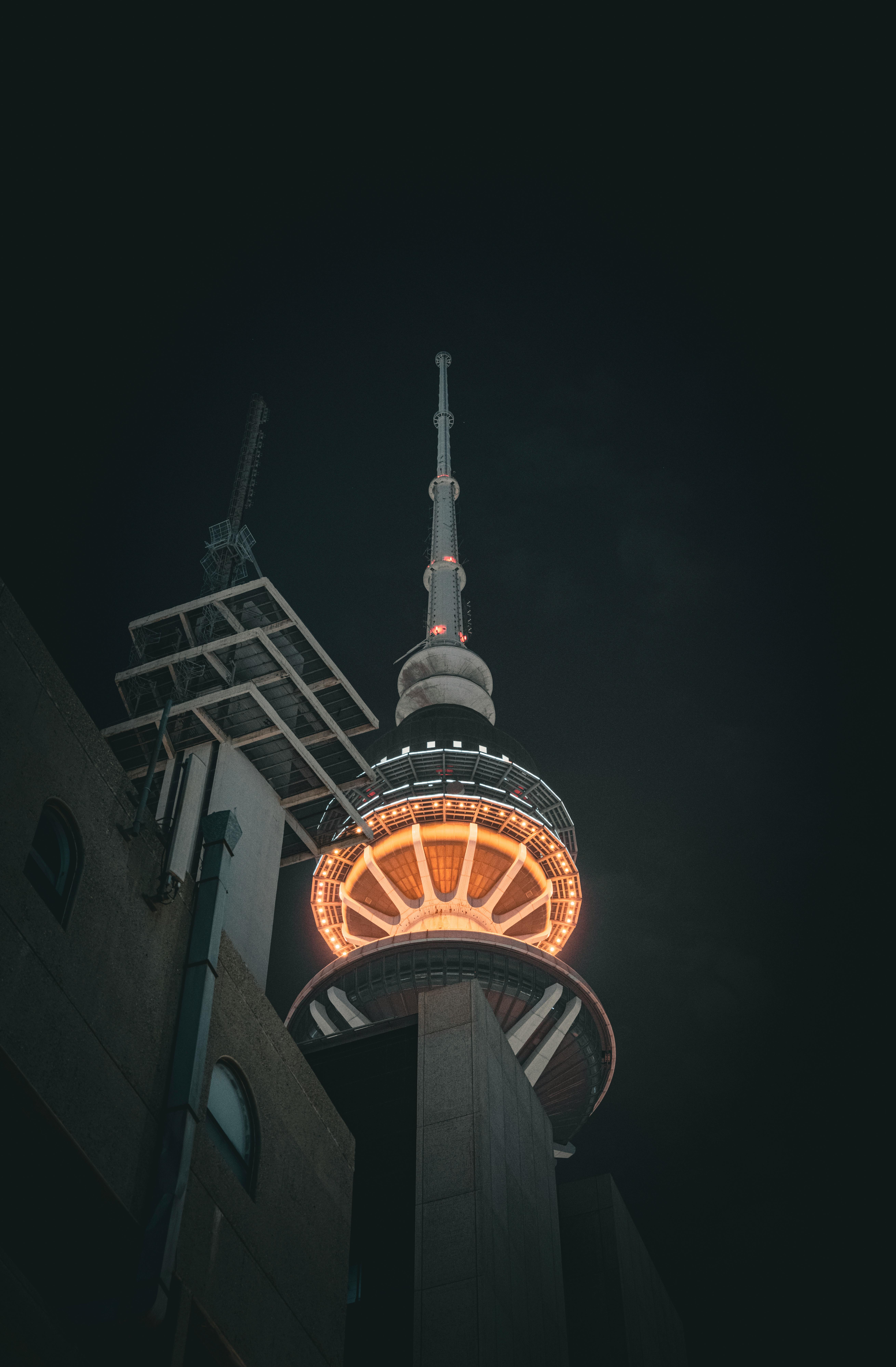 Low Angle Shot of an Illuminated Tower · Free Stock Photo