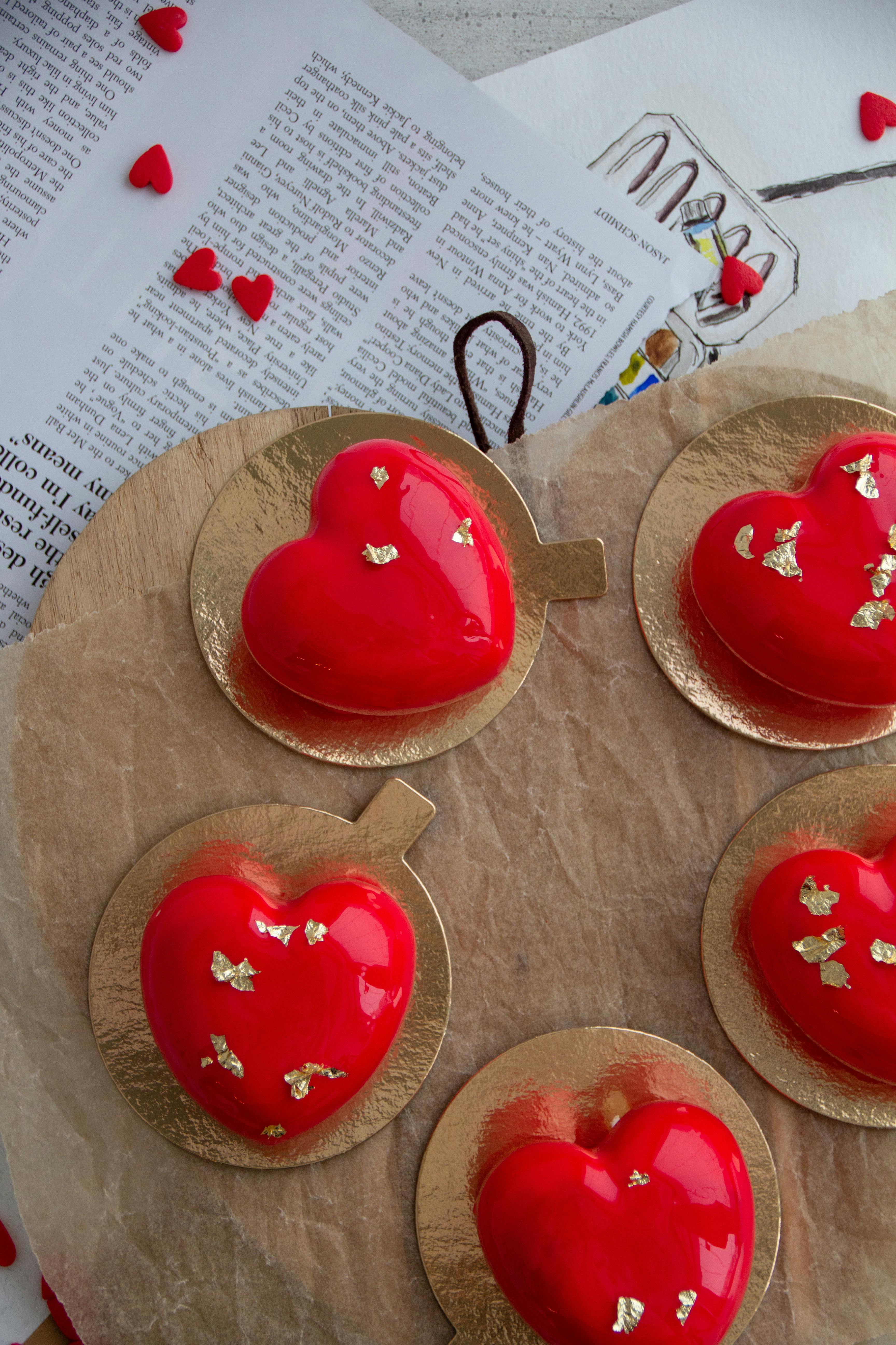Decorative Hearts on Trays on Paper · Free Stock Photo