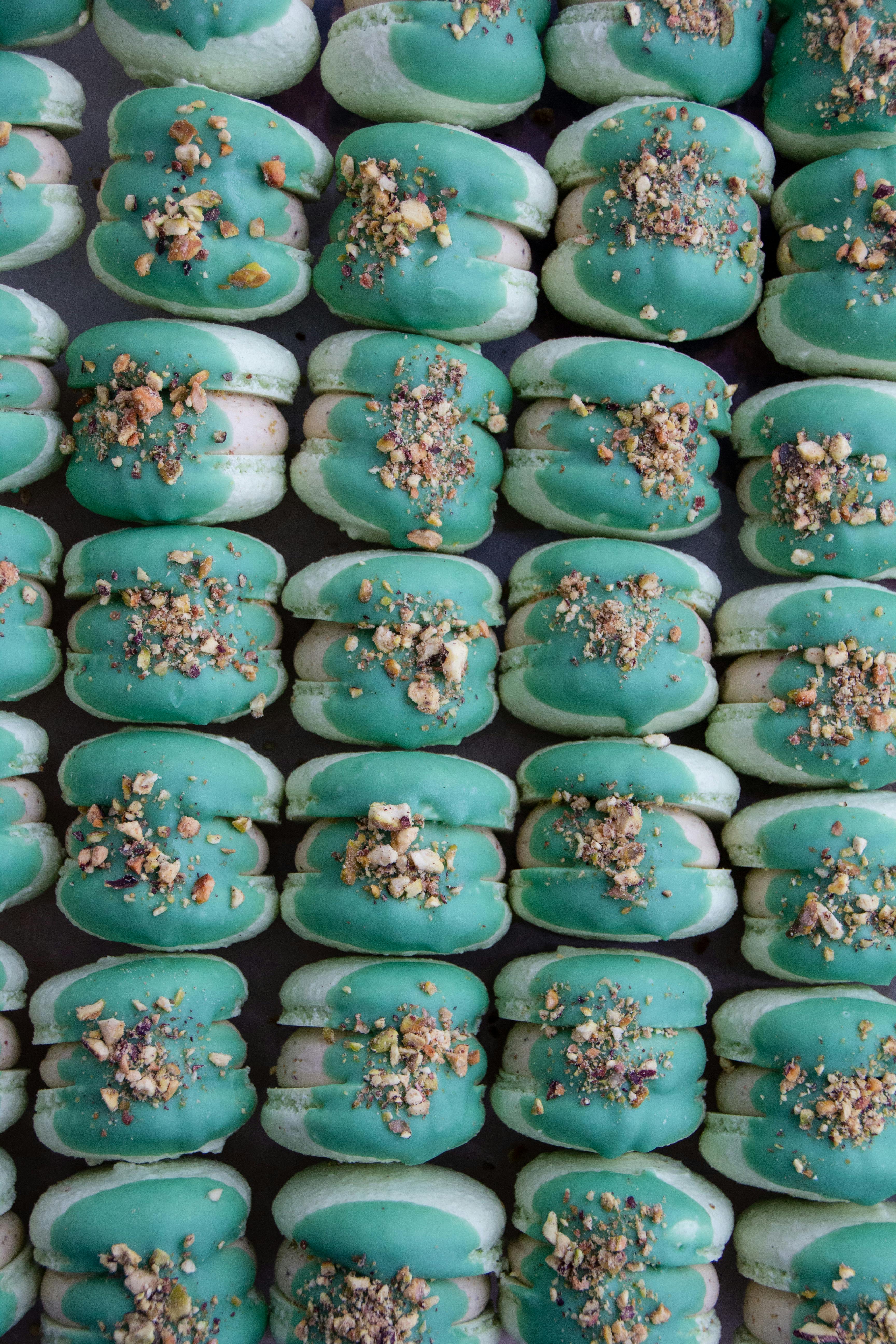 Green Cookies in Rows · Free Stock Photo