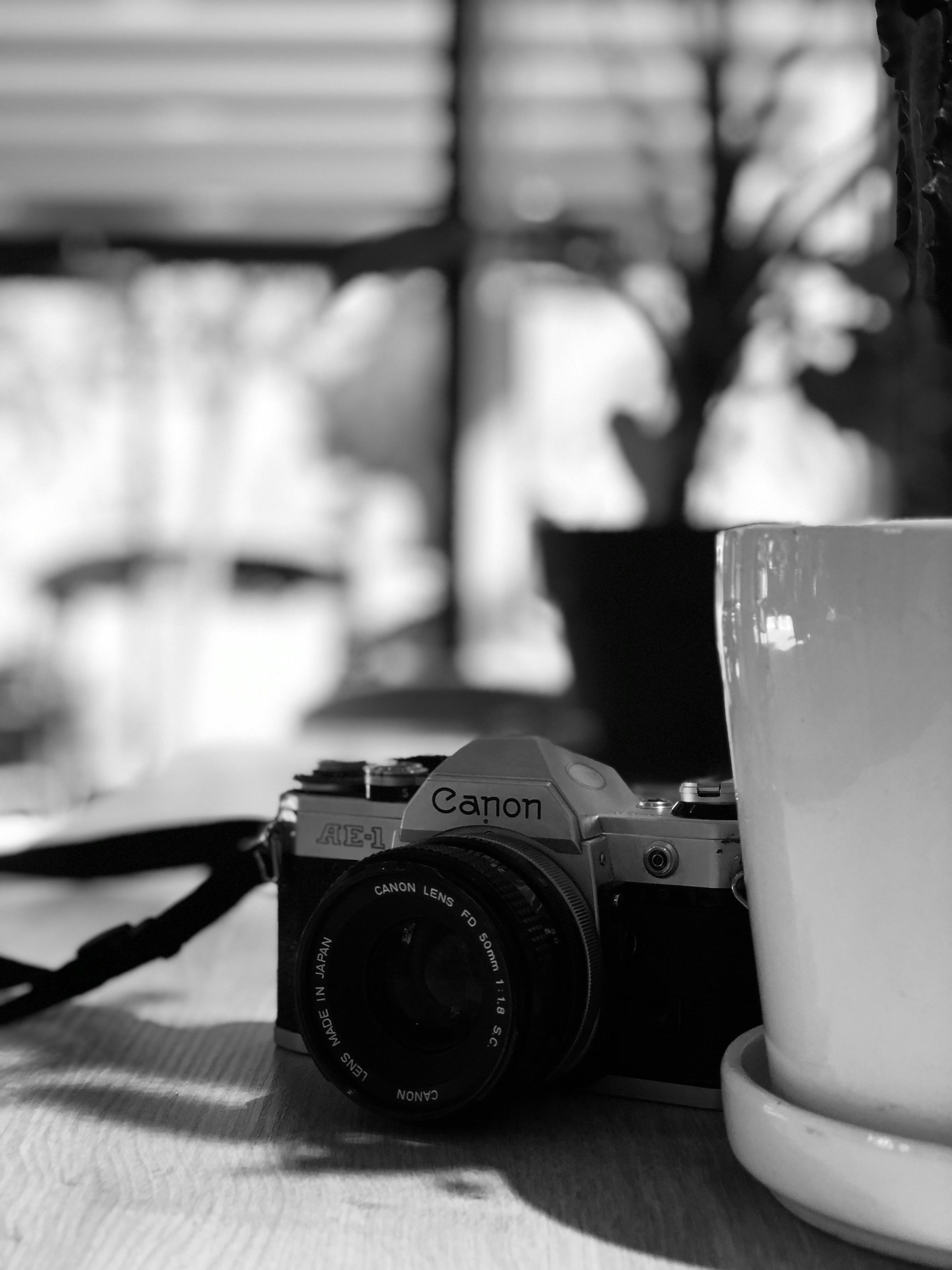 Grayscale Photo of a Vintage Camera · Free Stock Photo